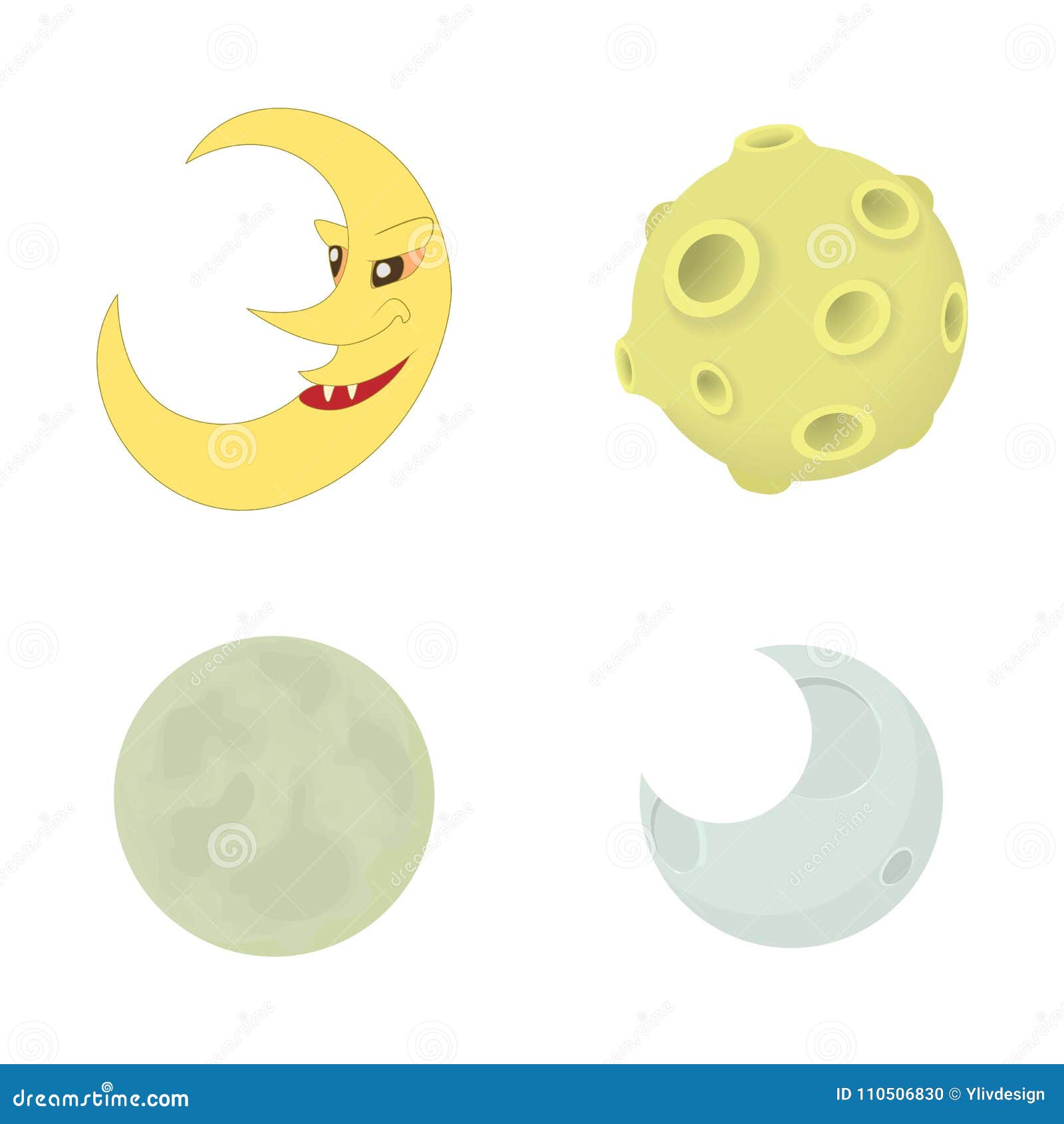 Moon Icon Set, Cartoon Style Stock Vector - Illustration of position ... Moon Icon Set, Cartoon Style Stock Vector - Illustration of position ...