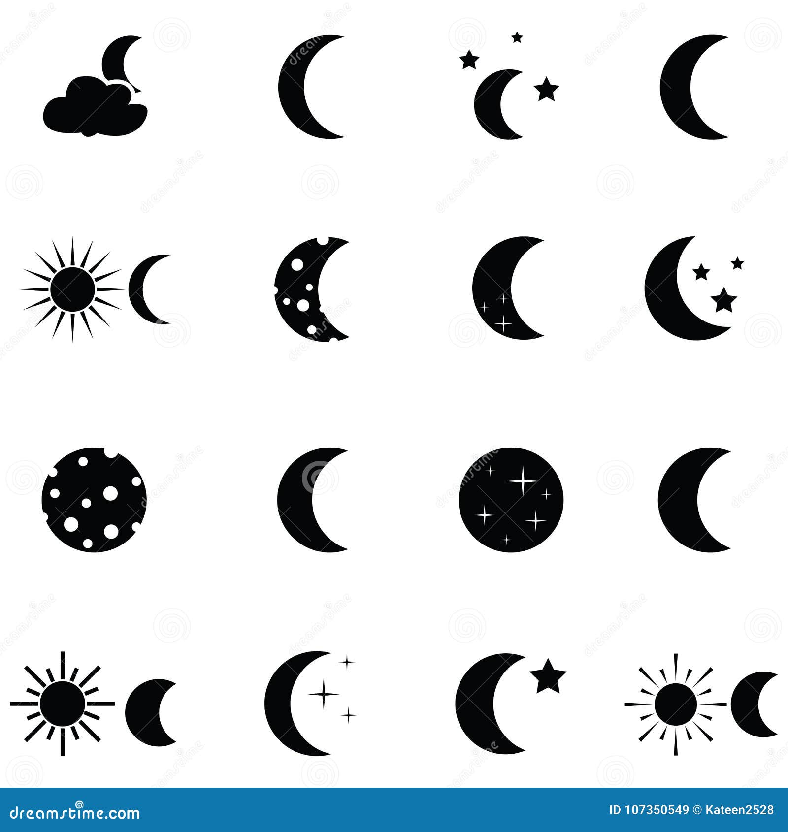 Moon icon set stock vector. Illustration of astronomy - 107350549