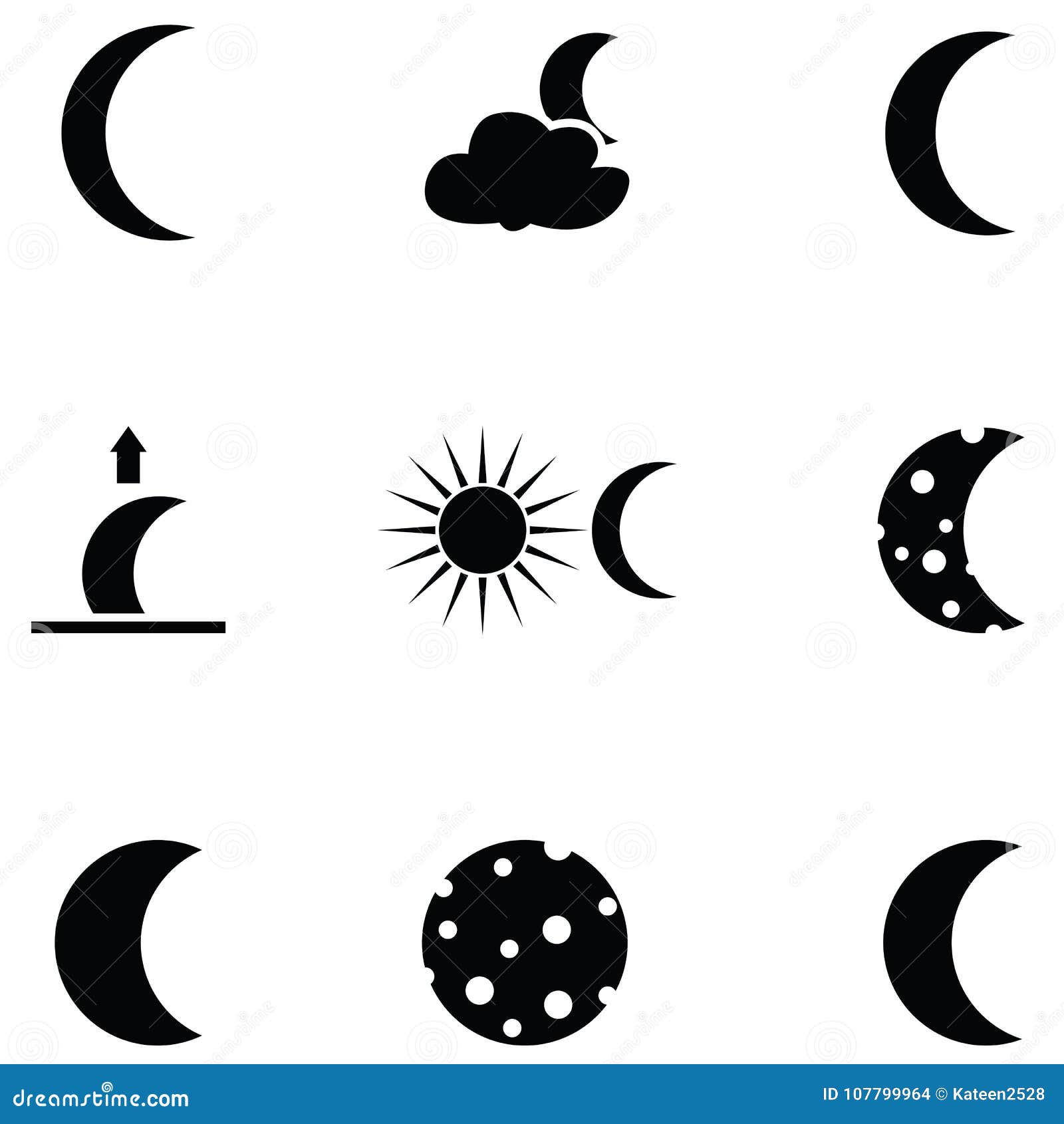 Moon icon set stock illustration. Illustration of simple - 107799964