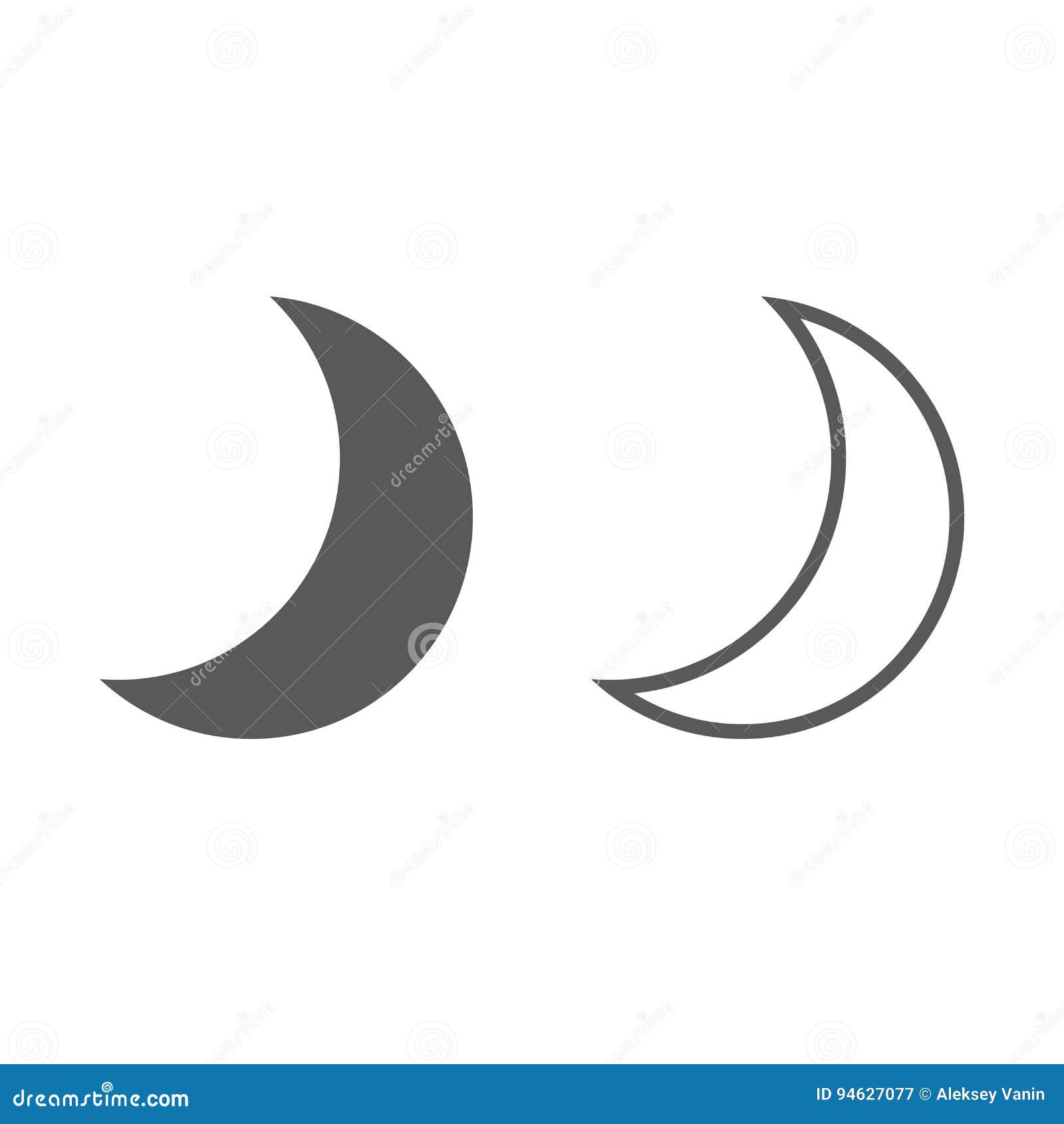 Moon Icon. Solid and Outline. Stock Vector - Illustration of vector ...