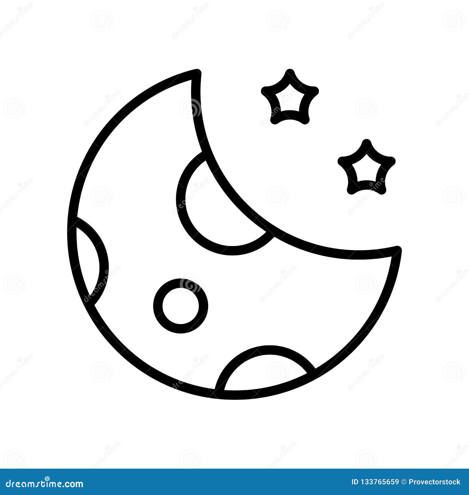 Moon Icon Vector Sign and Symbol Isolated on White Background, Moon ...