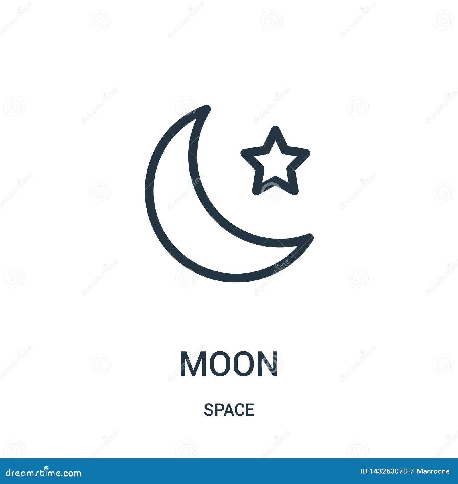 Moon Icon Vector from Space Collection. Thin Line Moon Outline Icon ...