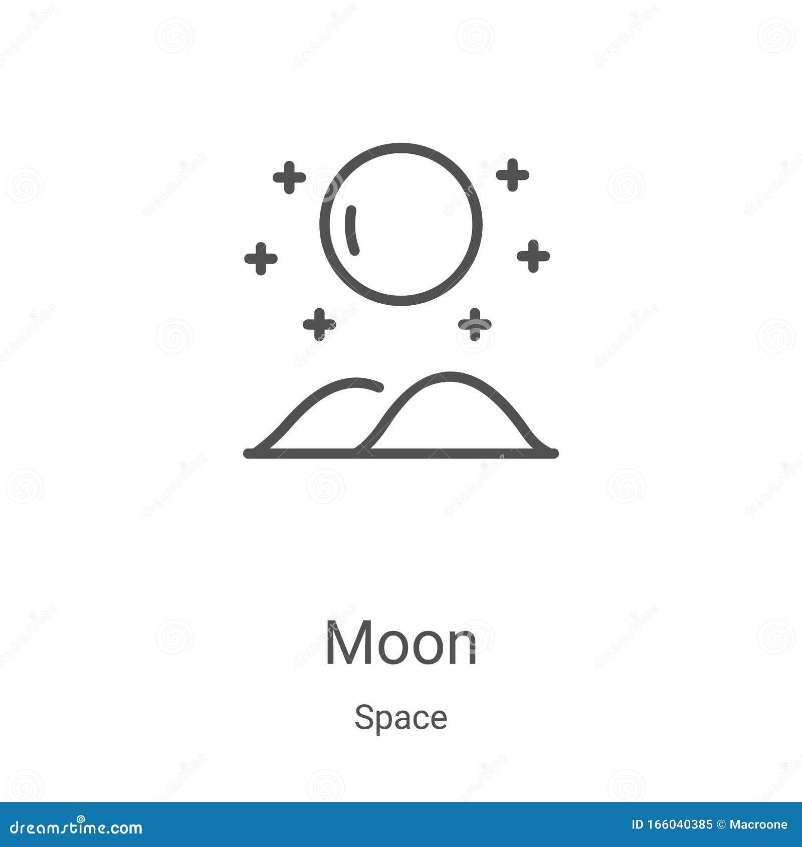 Moon Icon Vector from Space Collection. Thin Line Moon Outline Icon ...