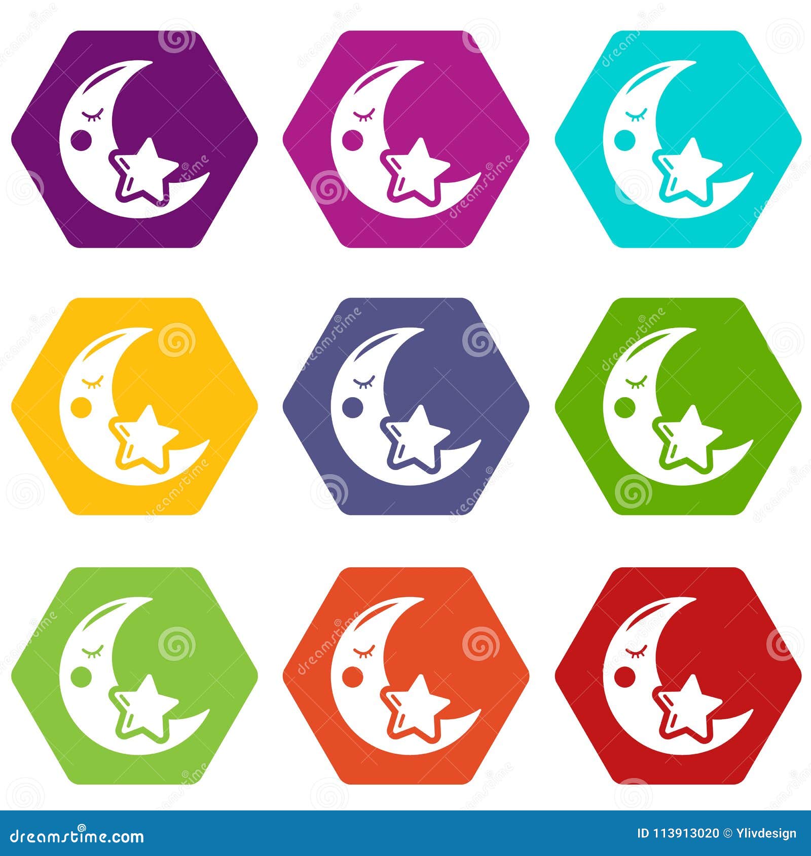 Moon icons set 9 vector stock vector. Illustration of crescent - 113913020