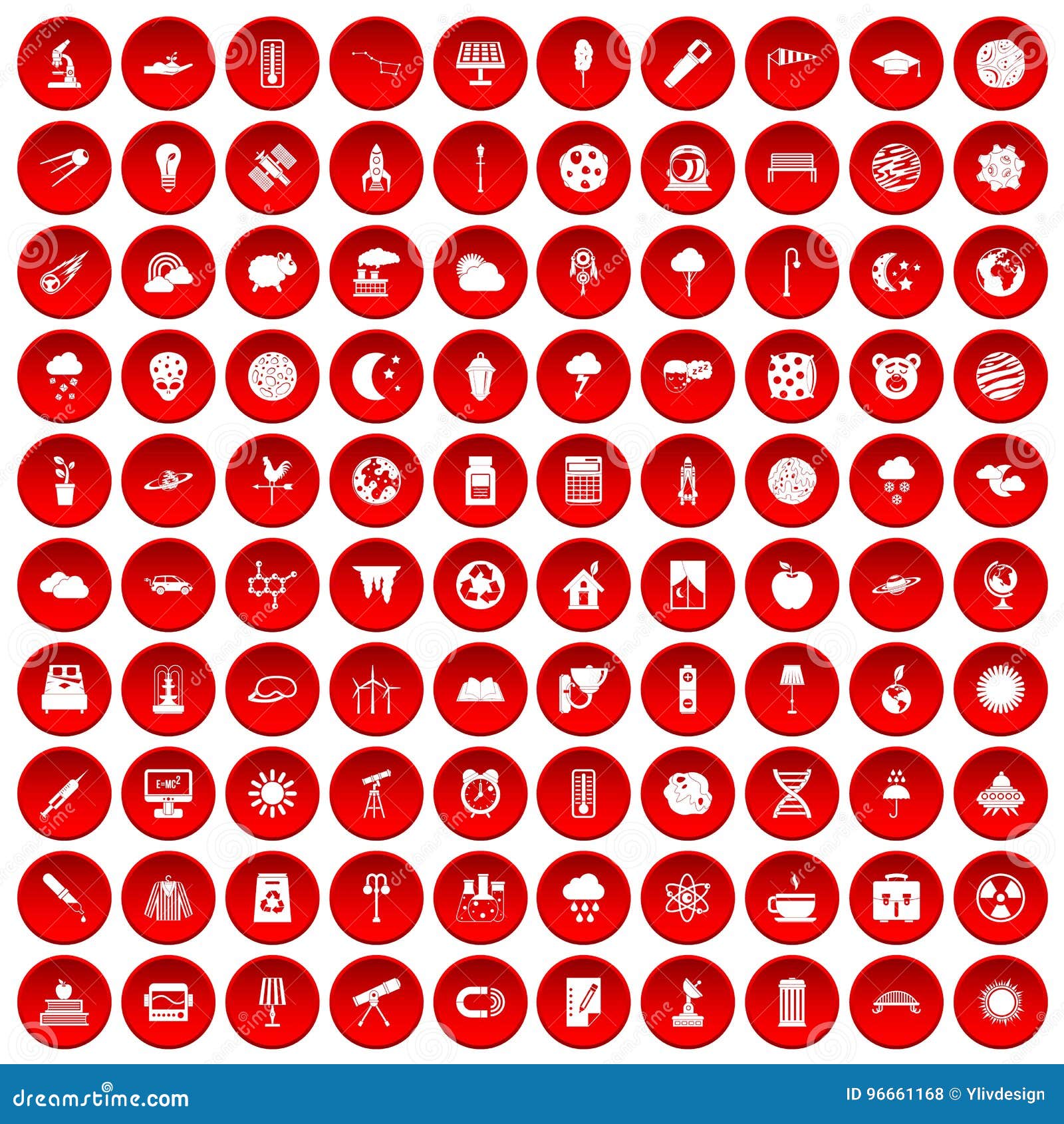 100 moon icons set red stock vector. Illustration of alien - 96661168