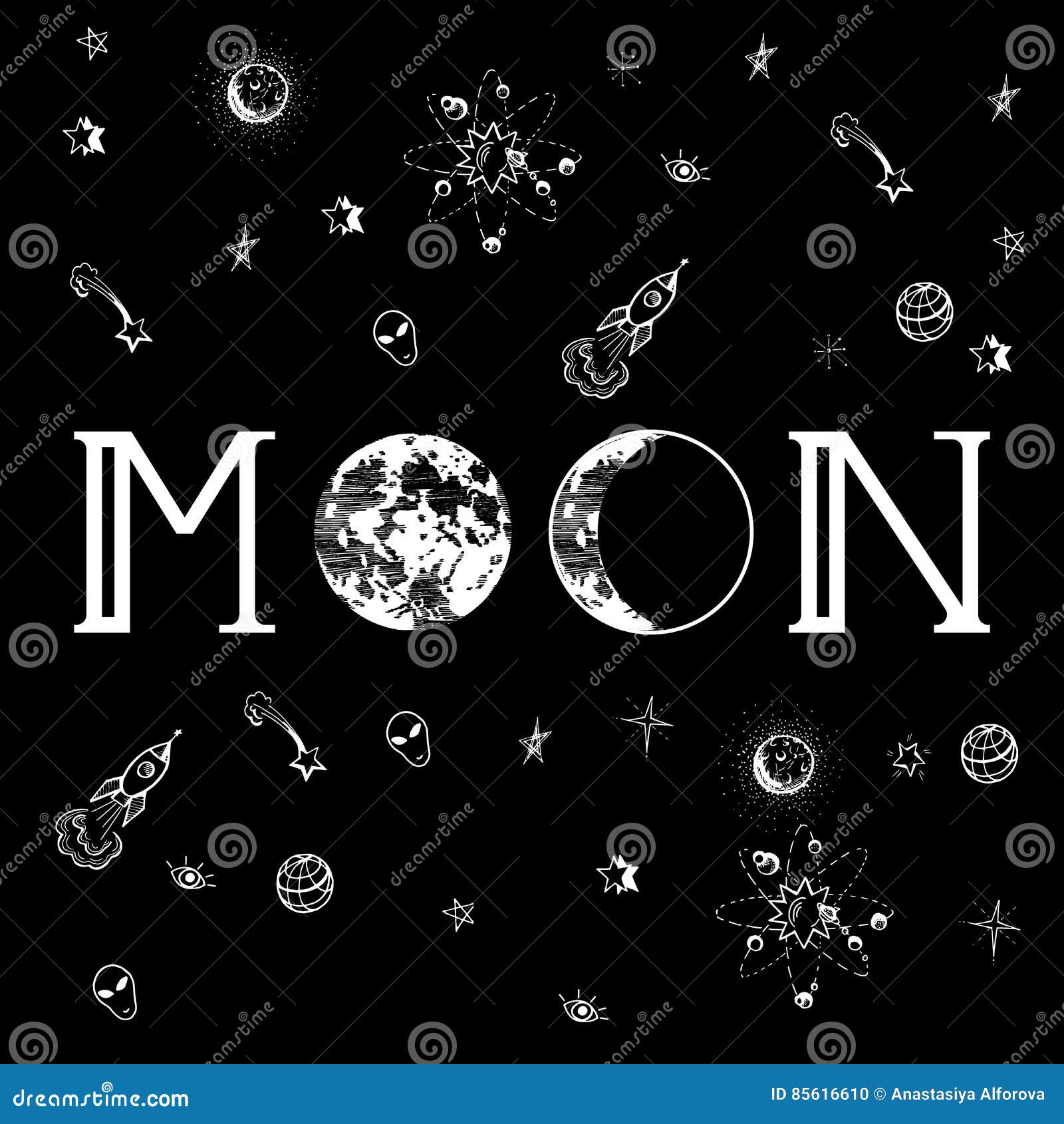 Moon inscription stock vector. Illustration of deep, logo - 85616610
