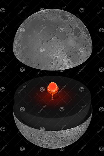 Moon, internal structure stock illustration. Illustration of core ...