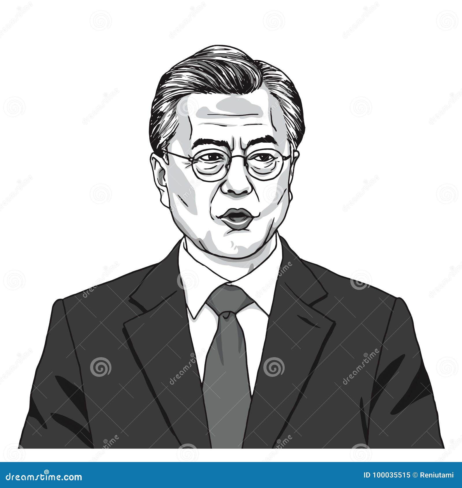 Moon Jae-in, President Of South Korea Portrait Flat Vector Design ...