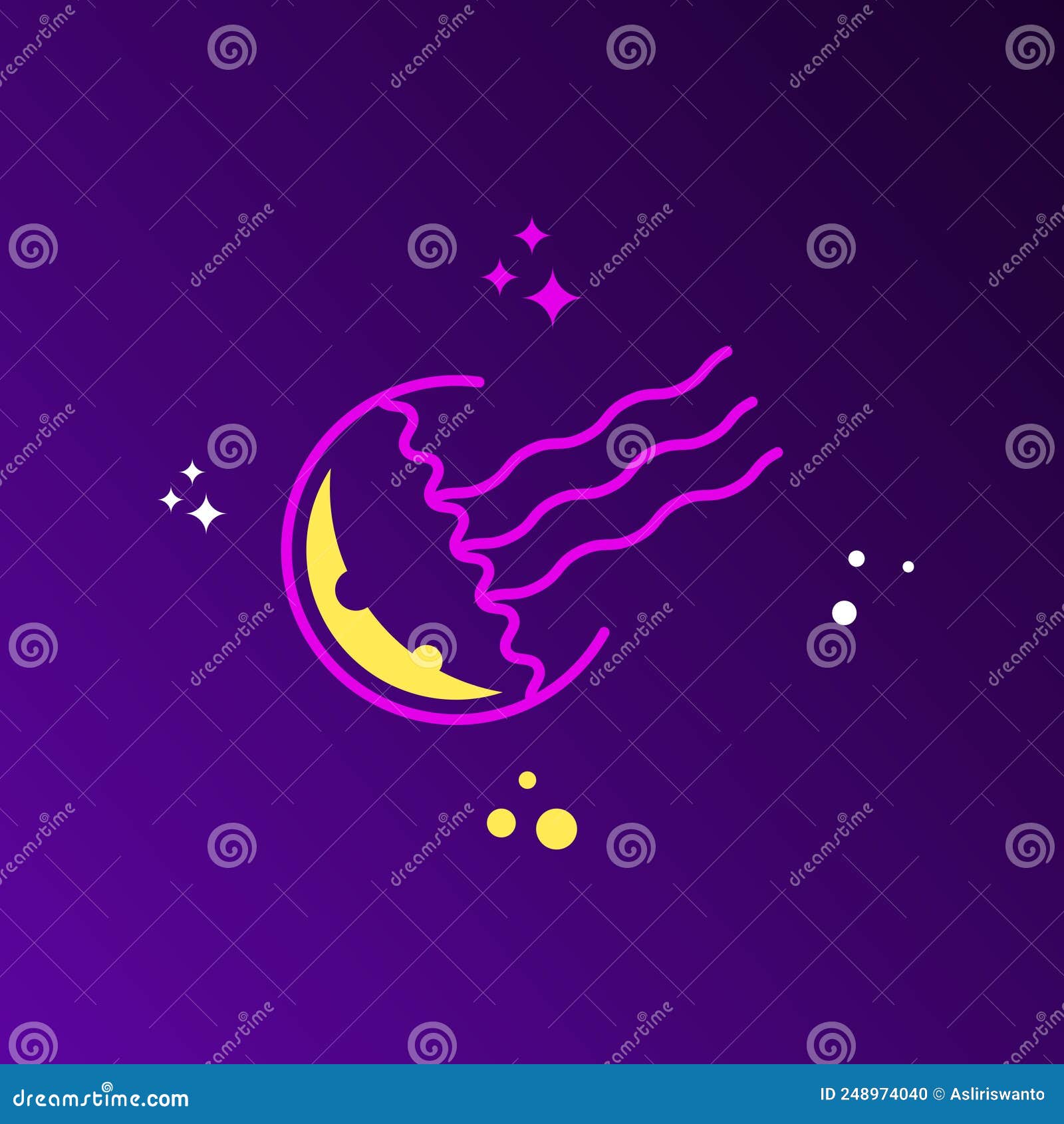 Moon Jellyfish Illustration. Line, Modern,cute and Unique Style Stock ...