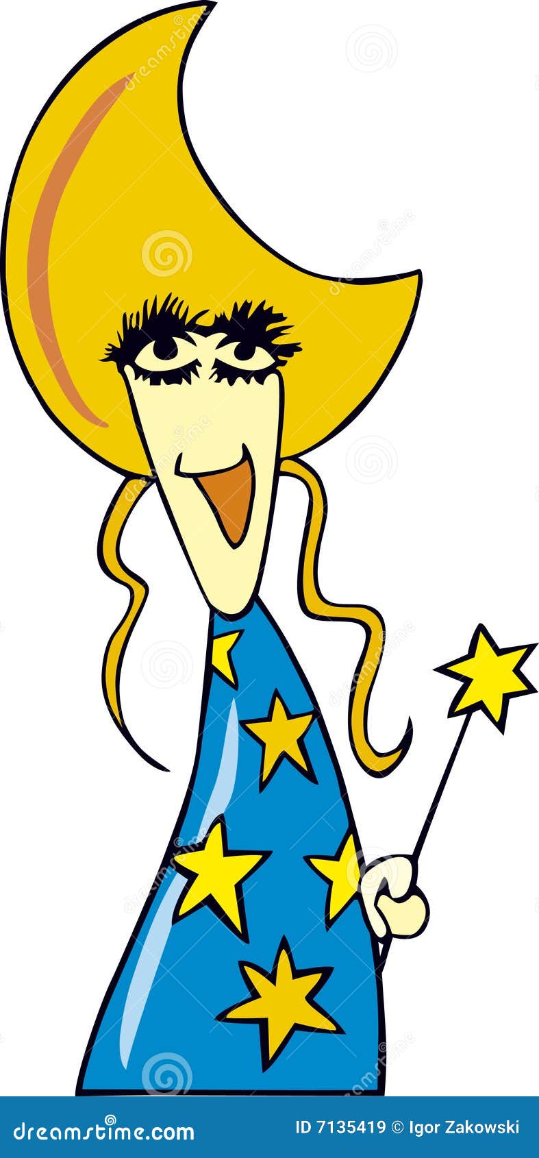 Moon lady stock vector. Illustration of cartoon, witty - 7135419