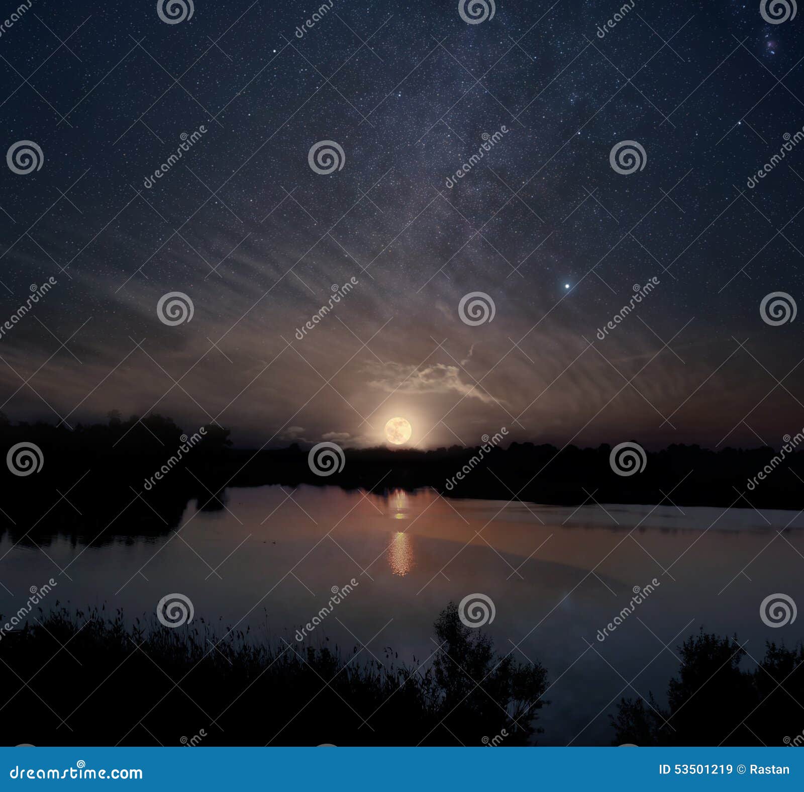 Moon lake stock image. Image of magical, moonlight, fantasy - 53501219