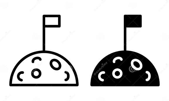 Moon Landing Icon with Outline and Glyph Style. Stock Vector ...