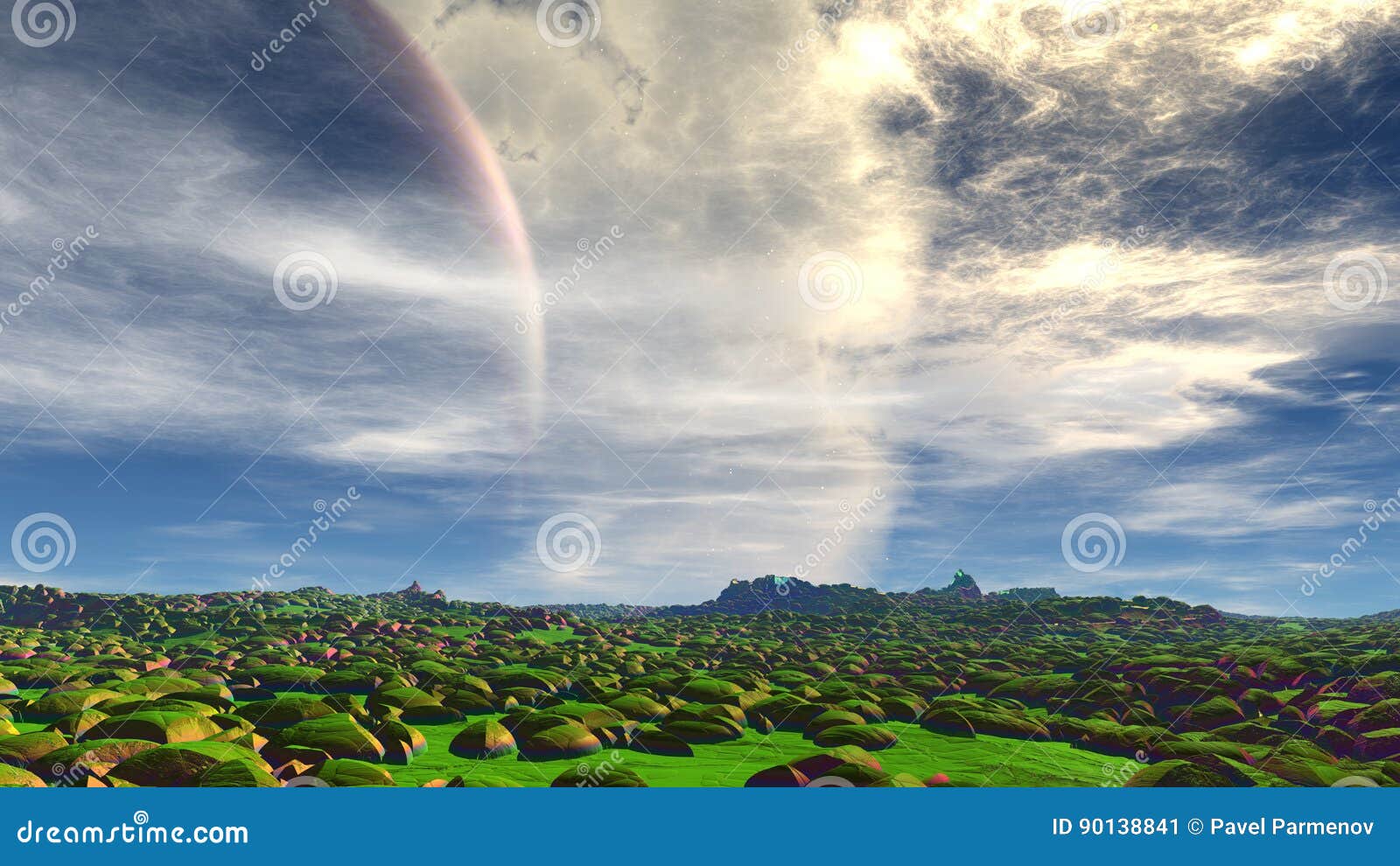 Moon. Landscape of Stranger Planet. 3D Rendering Stock Illustration ...