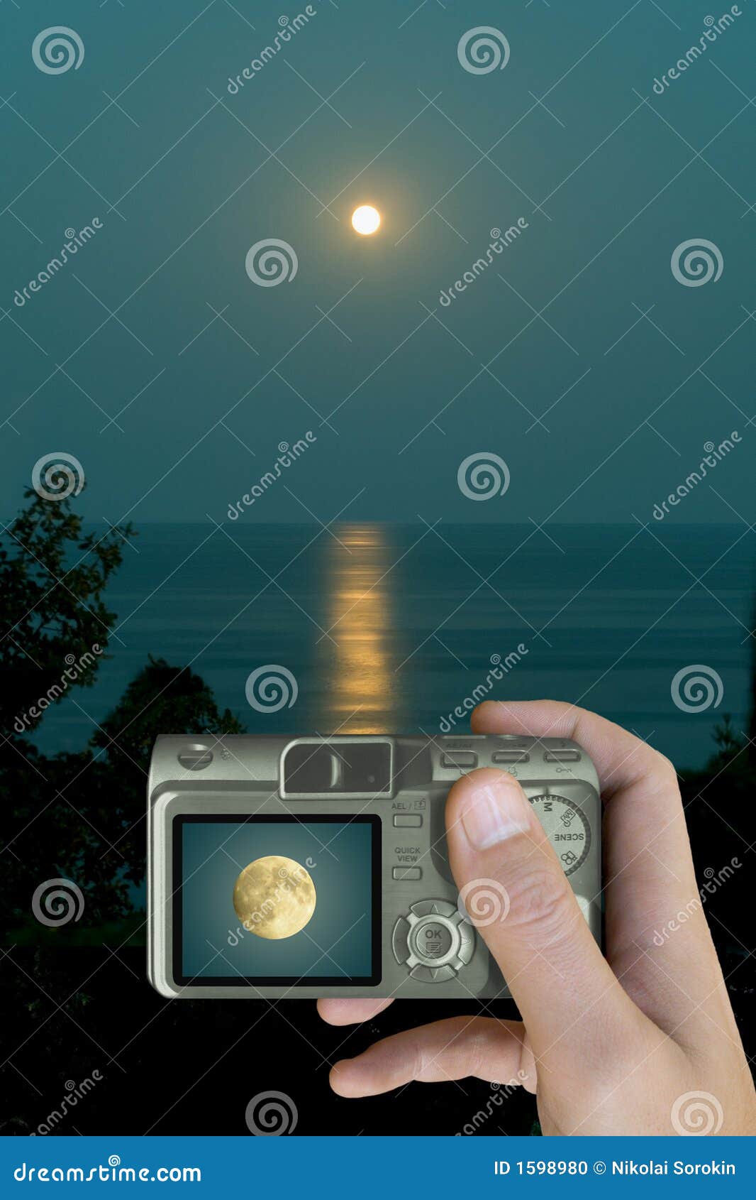 Moon on LCD stock photo. Image of hand, digital, moonlight - 1598980