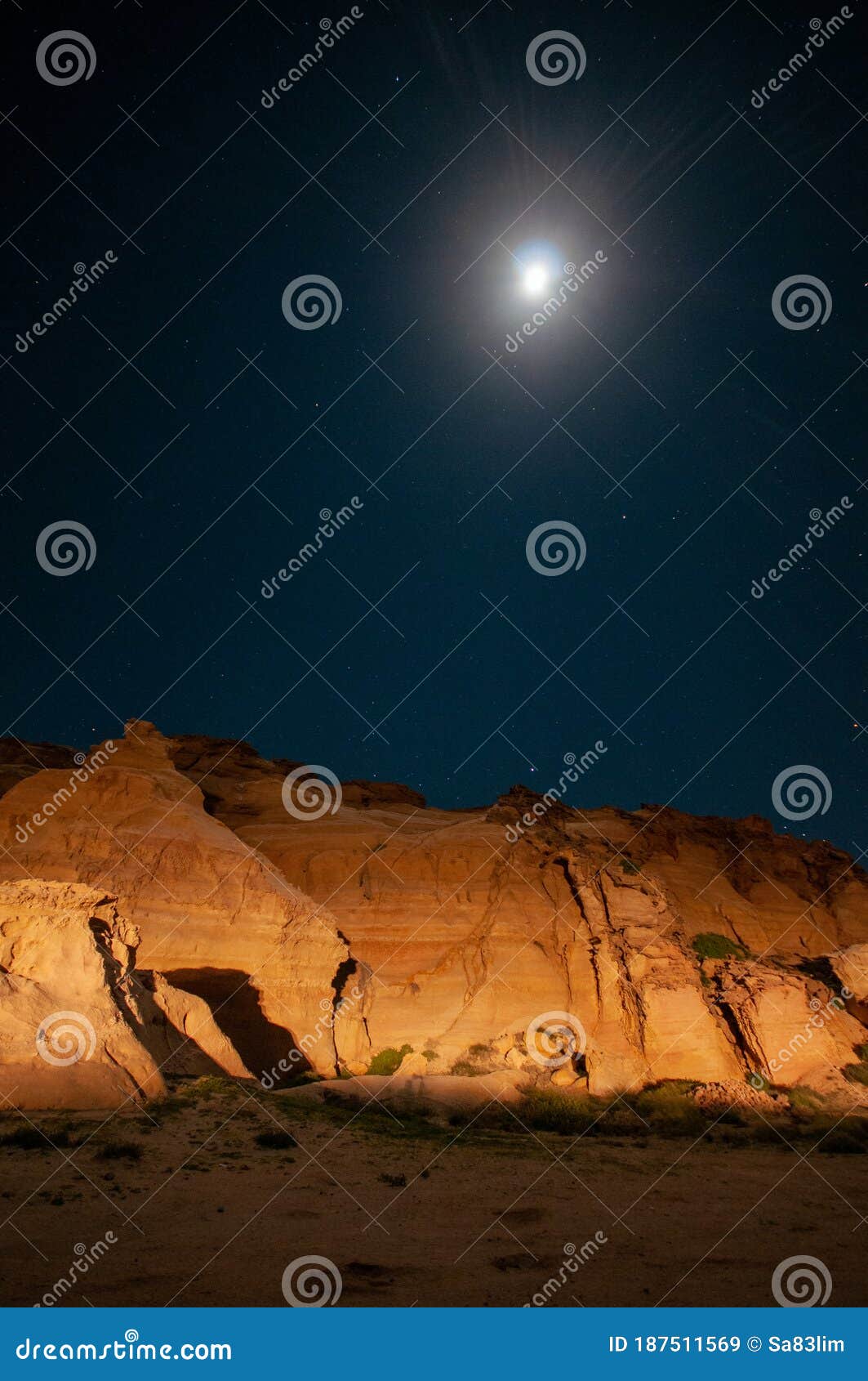 Moon Light on Desert at Night, Oman Stock Image - Image of bridge ...