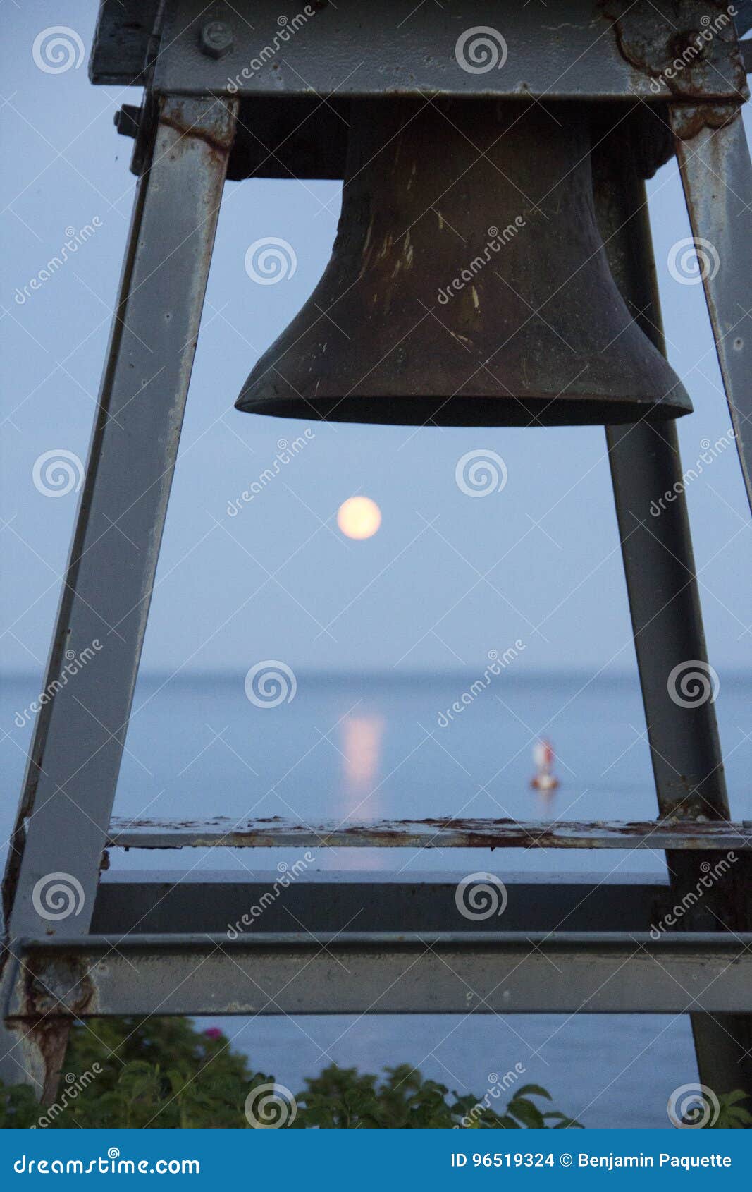 Moon through a Light House Bell Stock Photo - Image of salt, maine ...