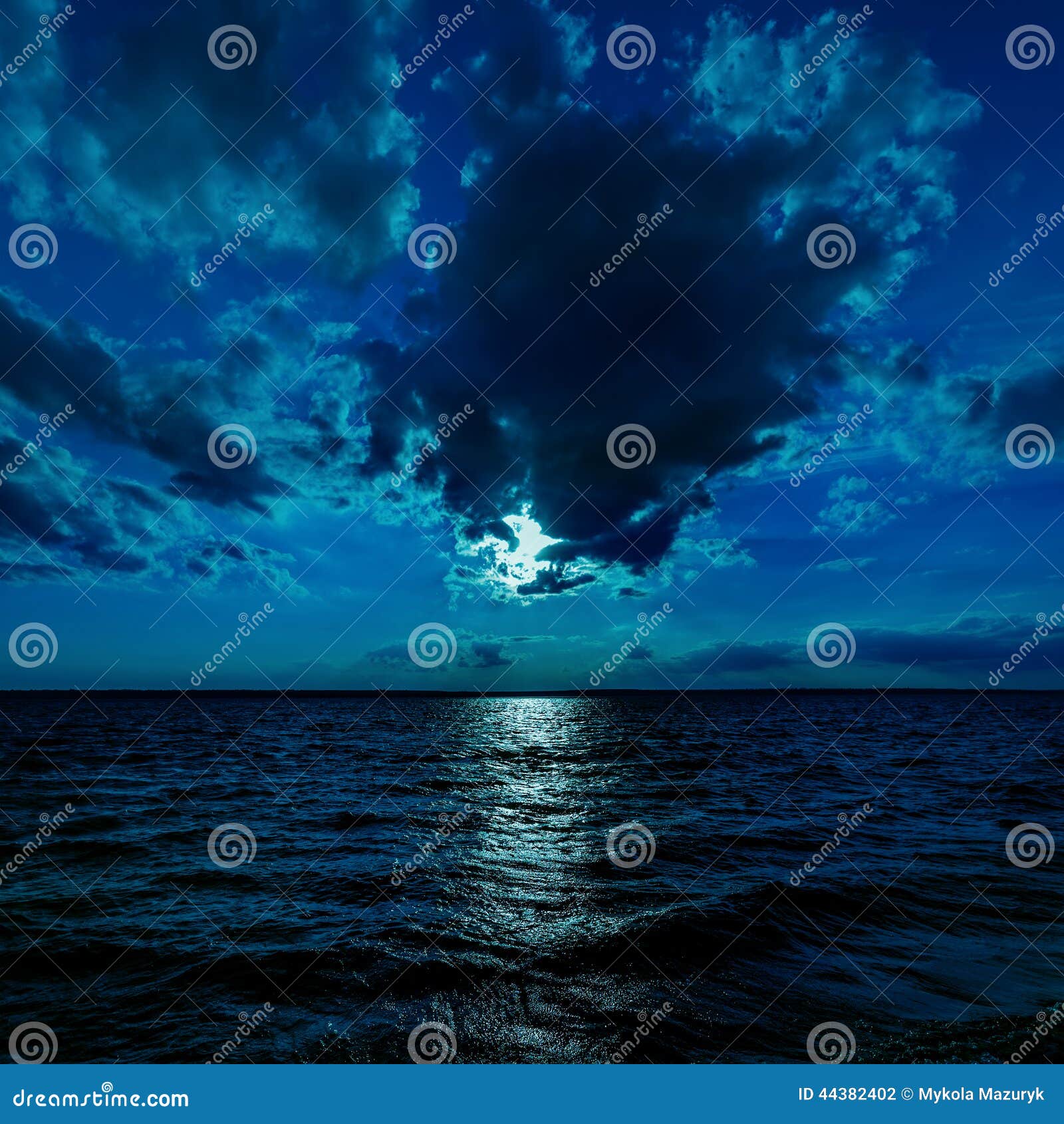 Moon light over dark water stock photo. Image of full - 44382402