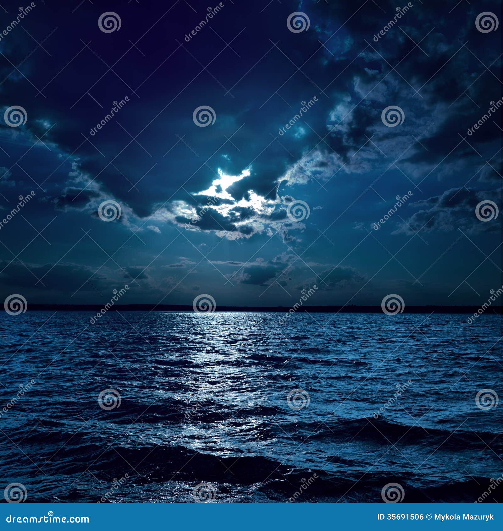 Moon Light Over Darken Water Stock Photo - Image of magic, bright: 35691506