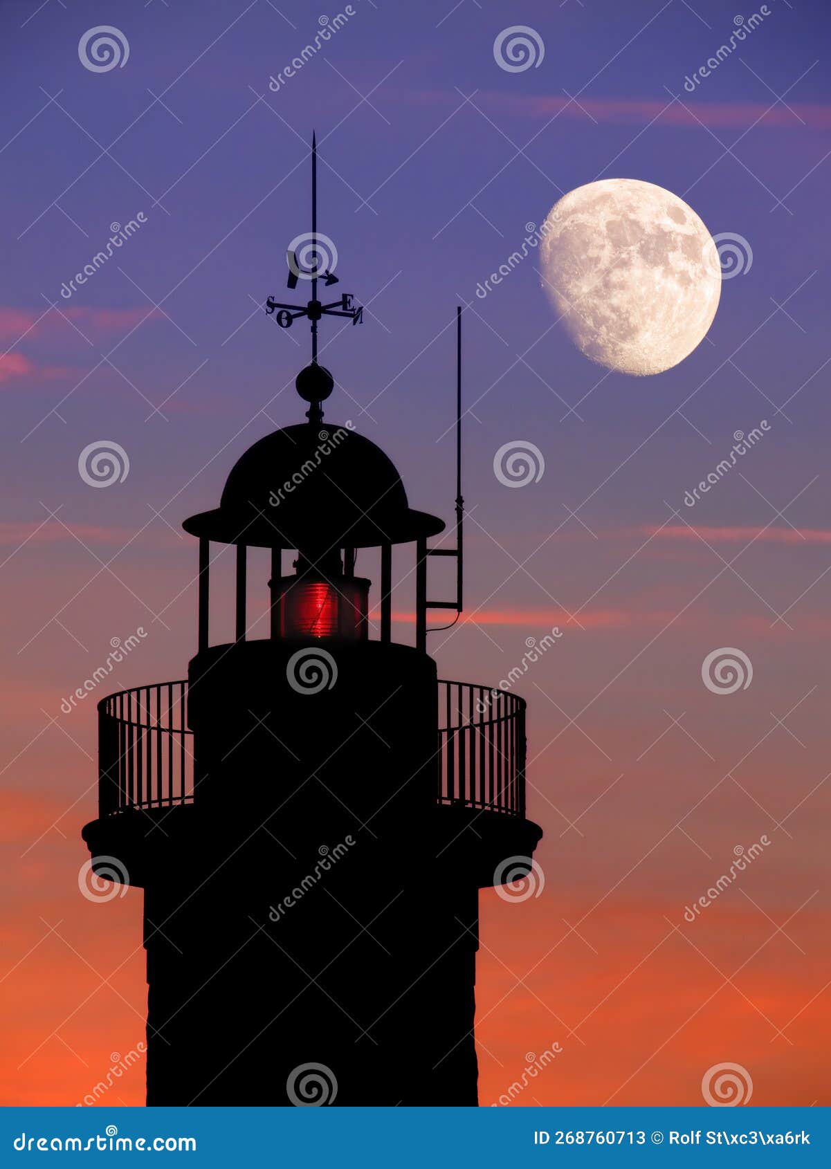 Moon and the Lighthouse of Saint-Tropez, France Stock Image - Image of ...