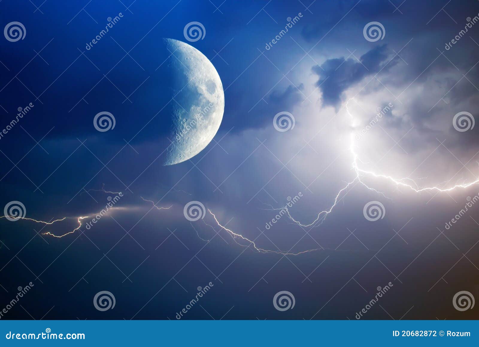 Moon and lightning stock photo. Image of digital, lunar - 20682872