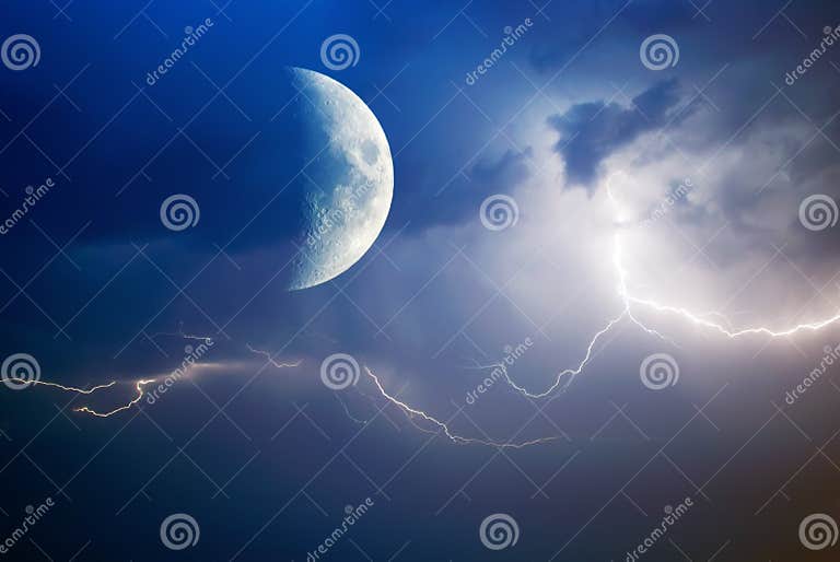 Moon and lightning stock photo. Image of digital, lunar - 20682872