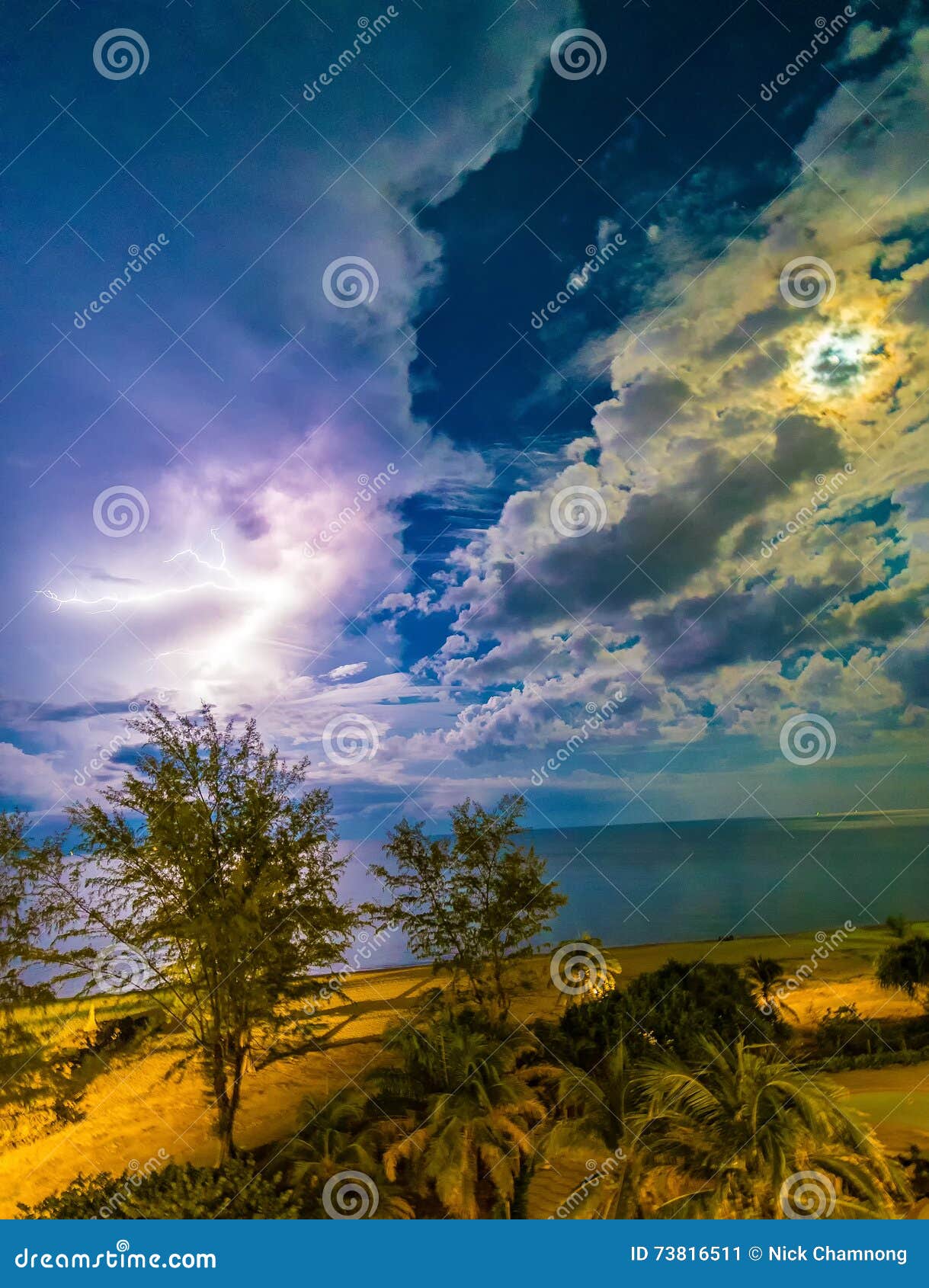 Moon and Lightning stock image. Image of samila, nature - 73816511