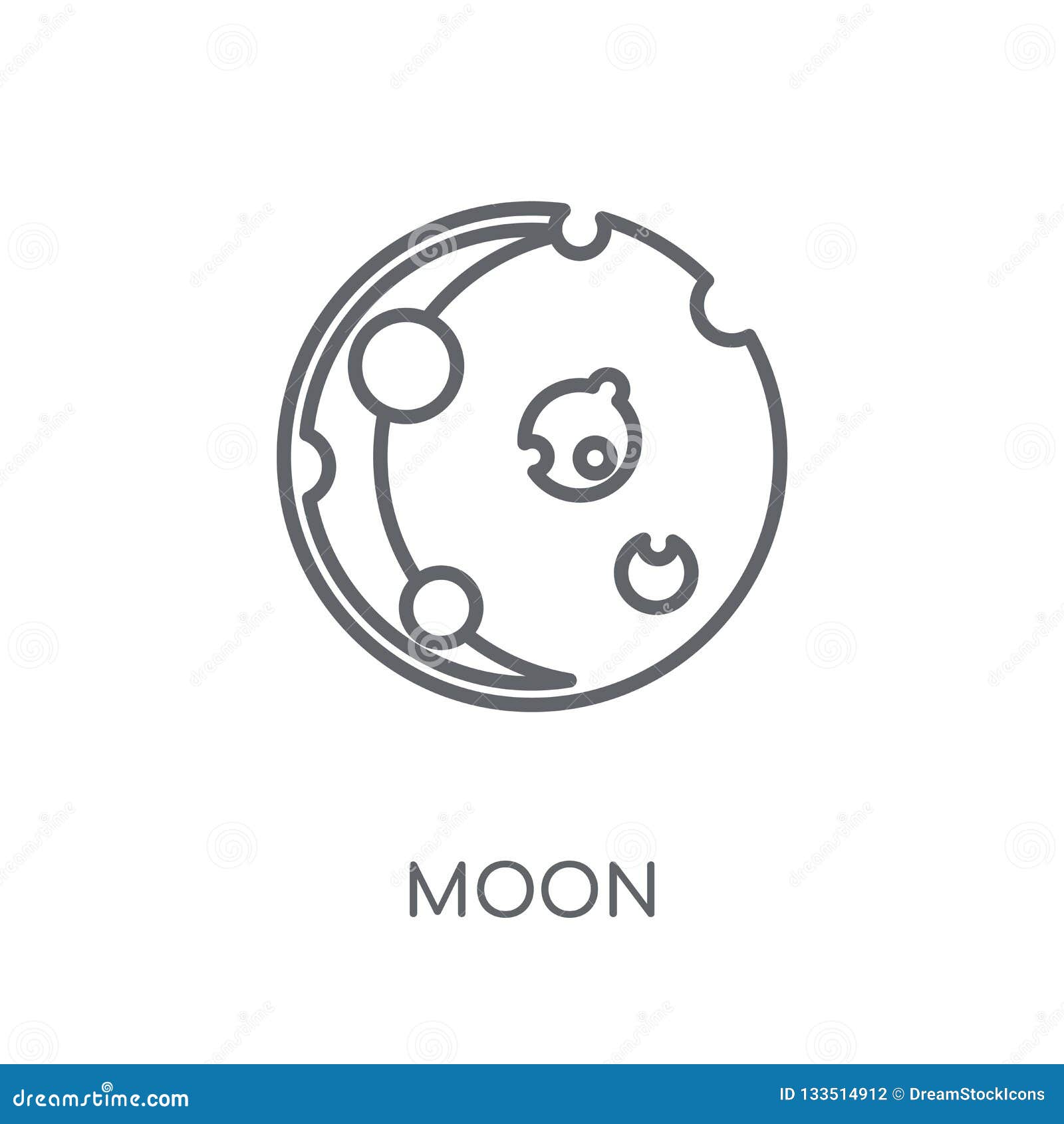 Moon Linear Icon. Modern Outline Moon Logo Concept on White Back Stock ...