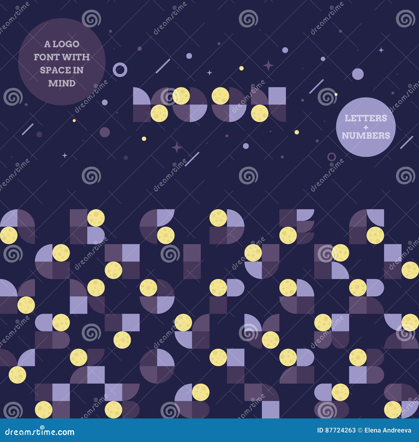 Moon Logo Font with Cosmic Elements. Space Theme Alphabet Stock Vector ...