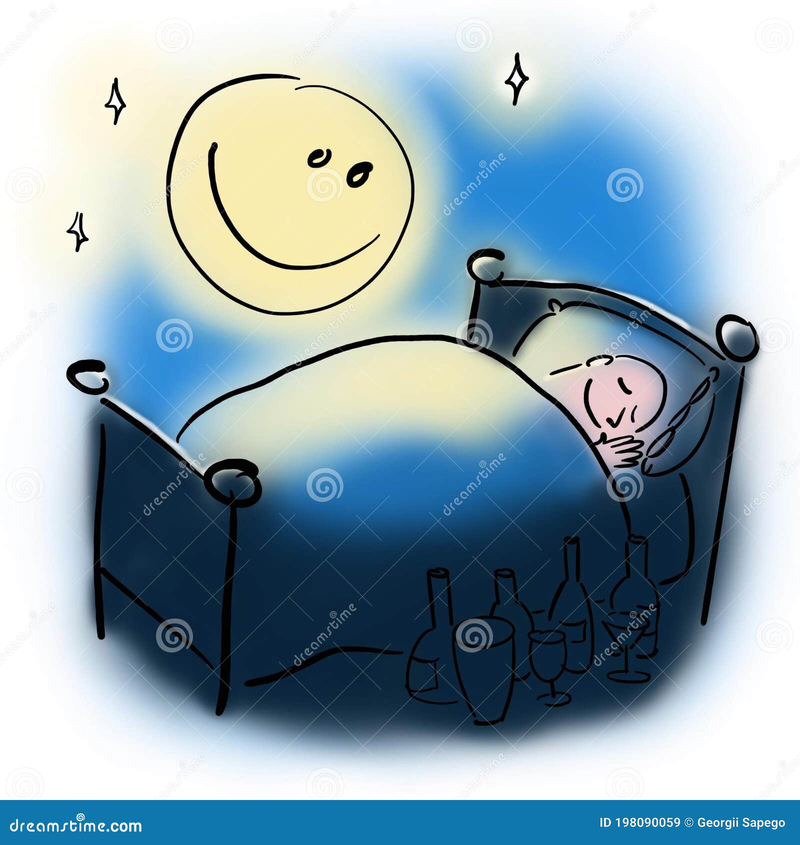 Sleeping Man In The Moon Clipart