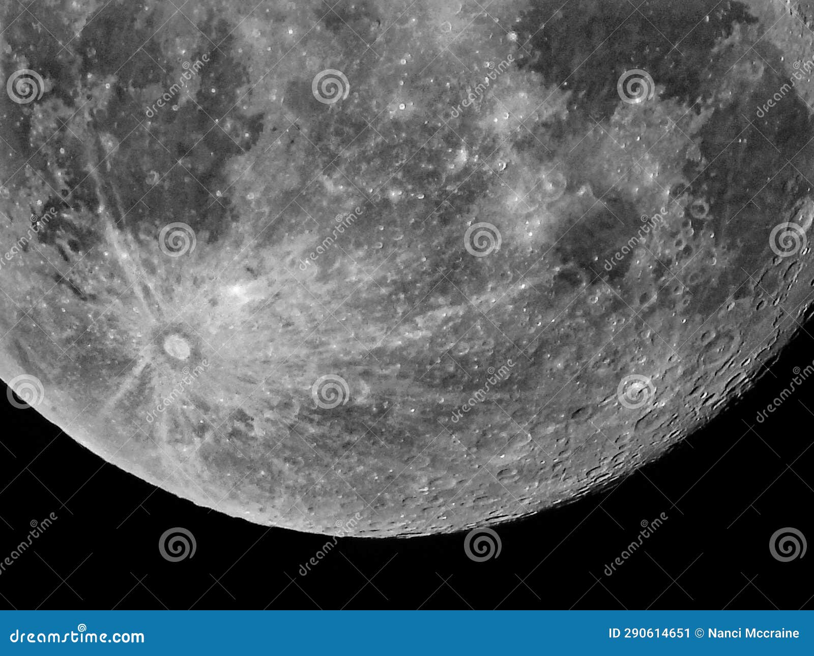 Moon Lower Lunar Surface Tycho Quadrant Closeup Stock Image - Image of ...