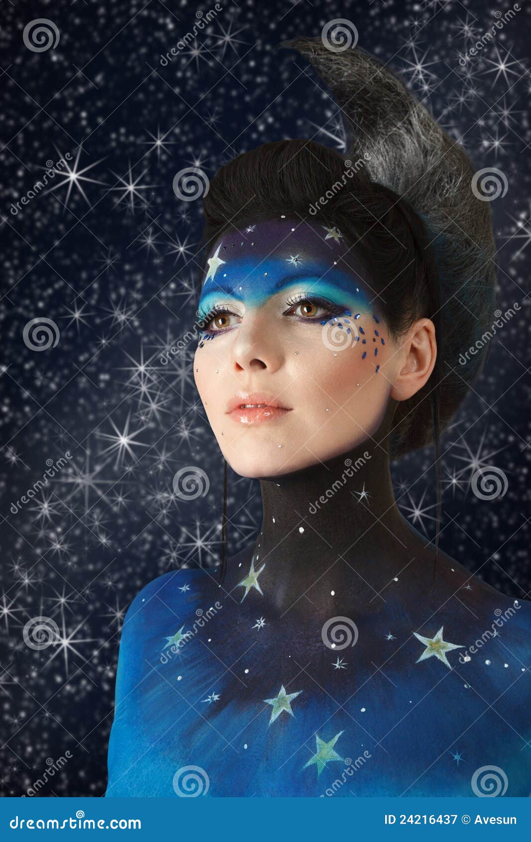 Moon make-up stock image. Image of attractive, human - 24216437