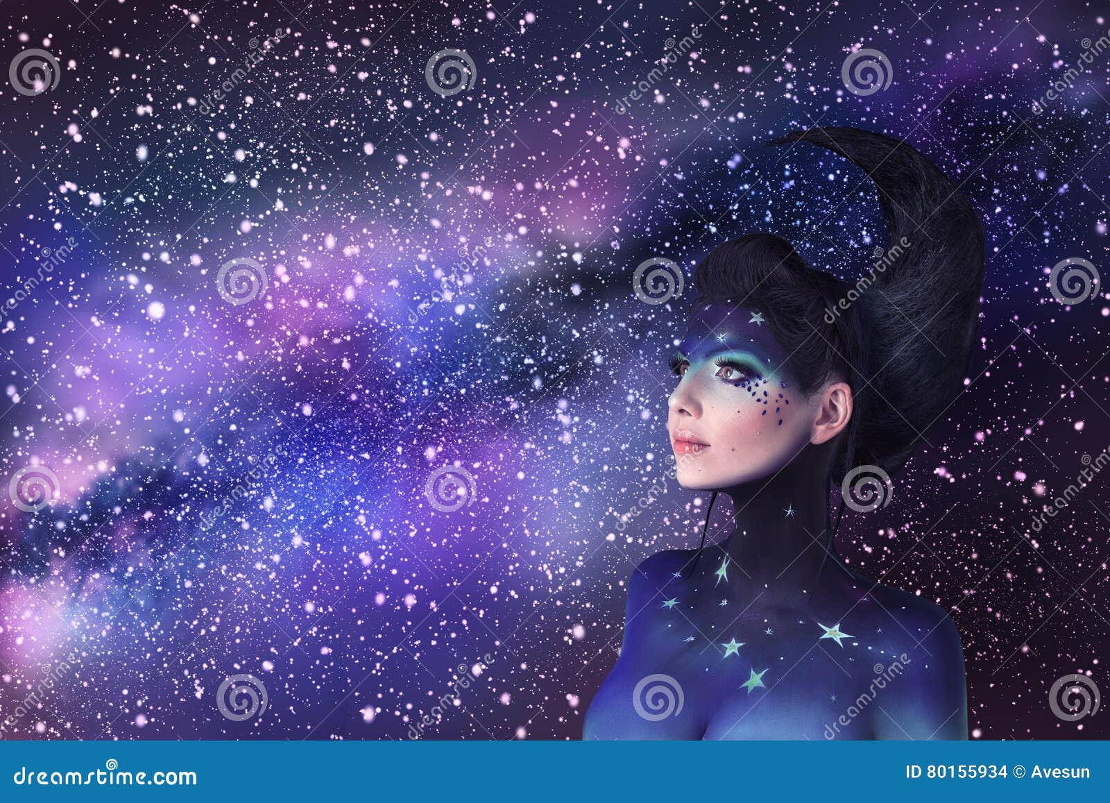 Moon make-up stock photo. Image of bodypaint, person - 80155934