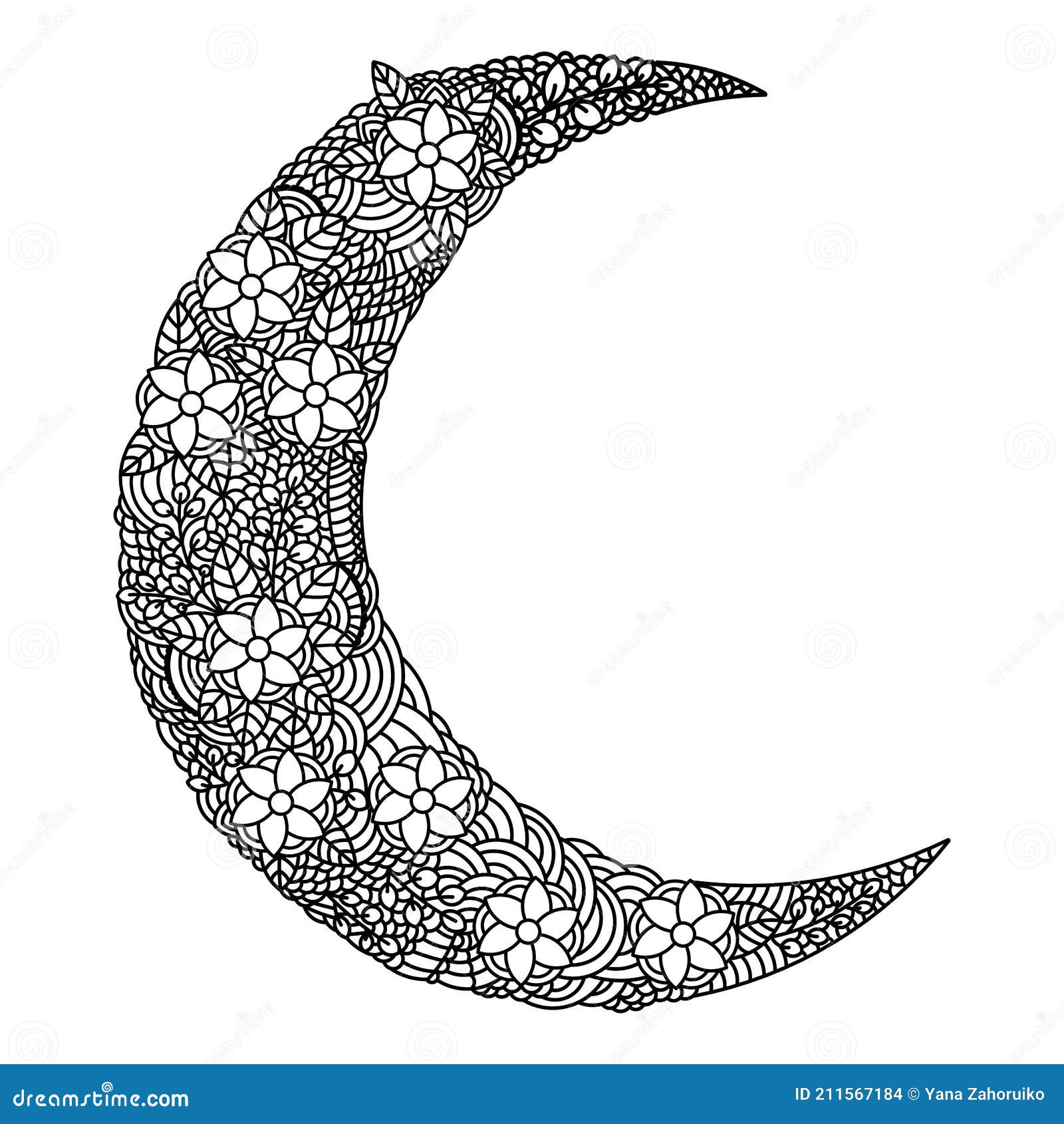 Moon Mandala. Moon Decoration Element Stock Vector - Illustration of ...