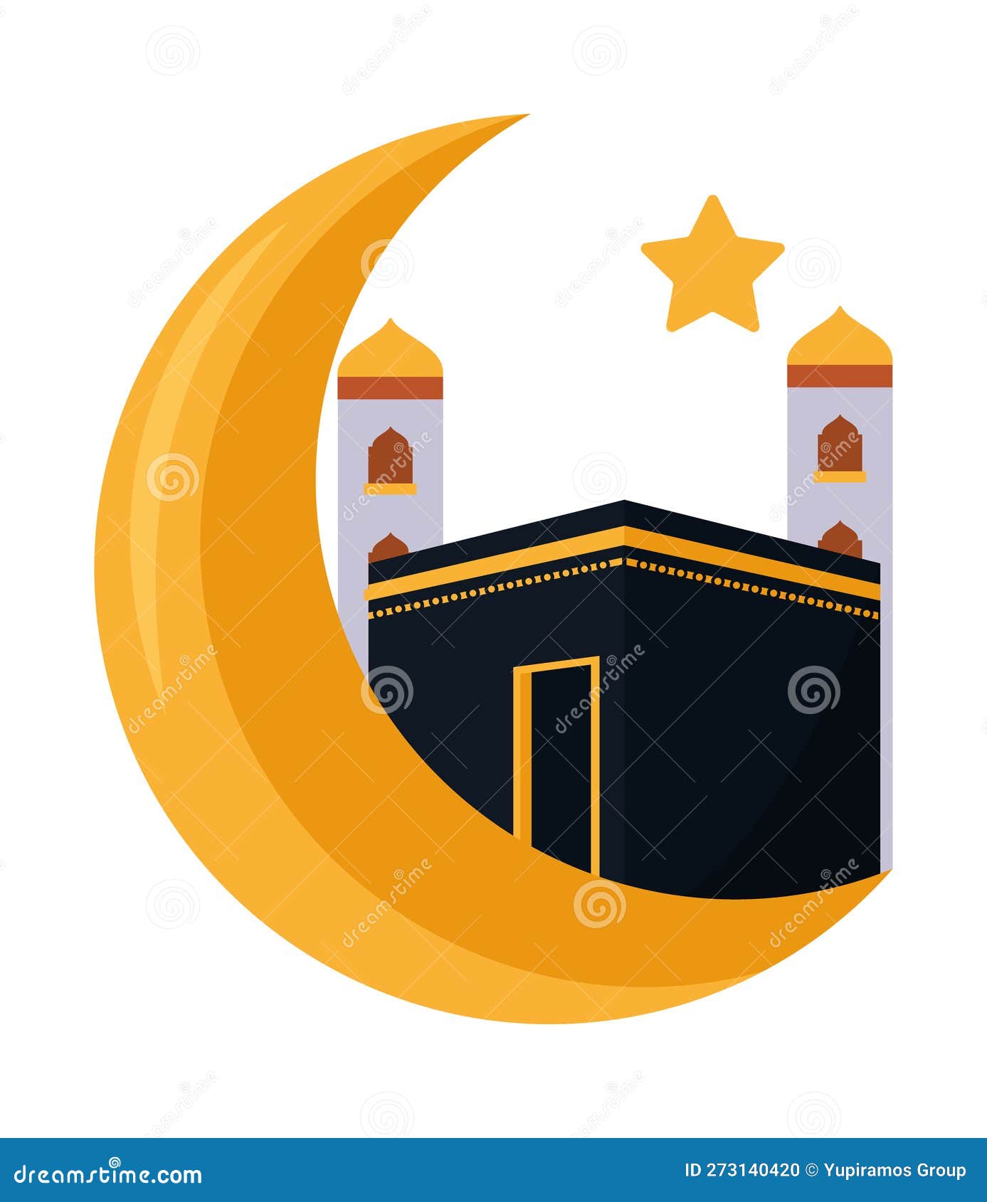 Moon and mecca stock vector. Illustration of kaaba, culture - 273140420