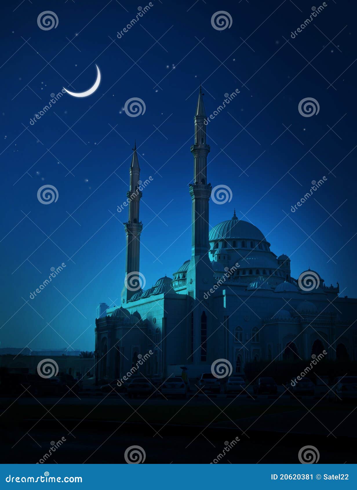 Moon and mosque stock image. Image of glorious, fajr - 20620381