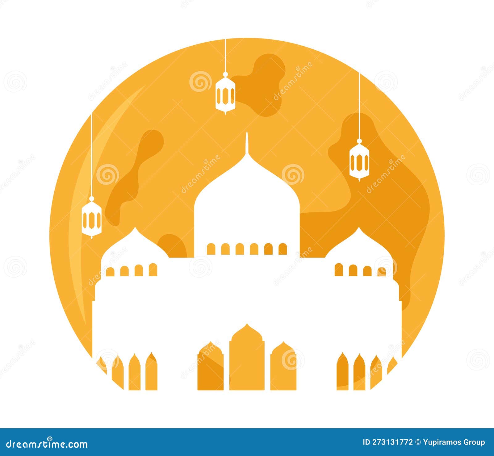 Moon with mosque stock vector. Illustration of ramadan - 273131772