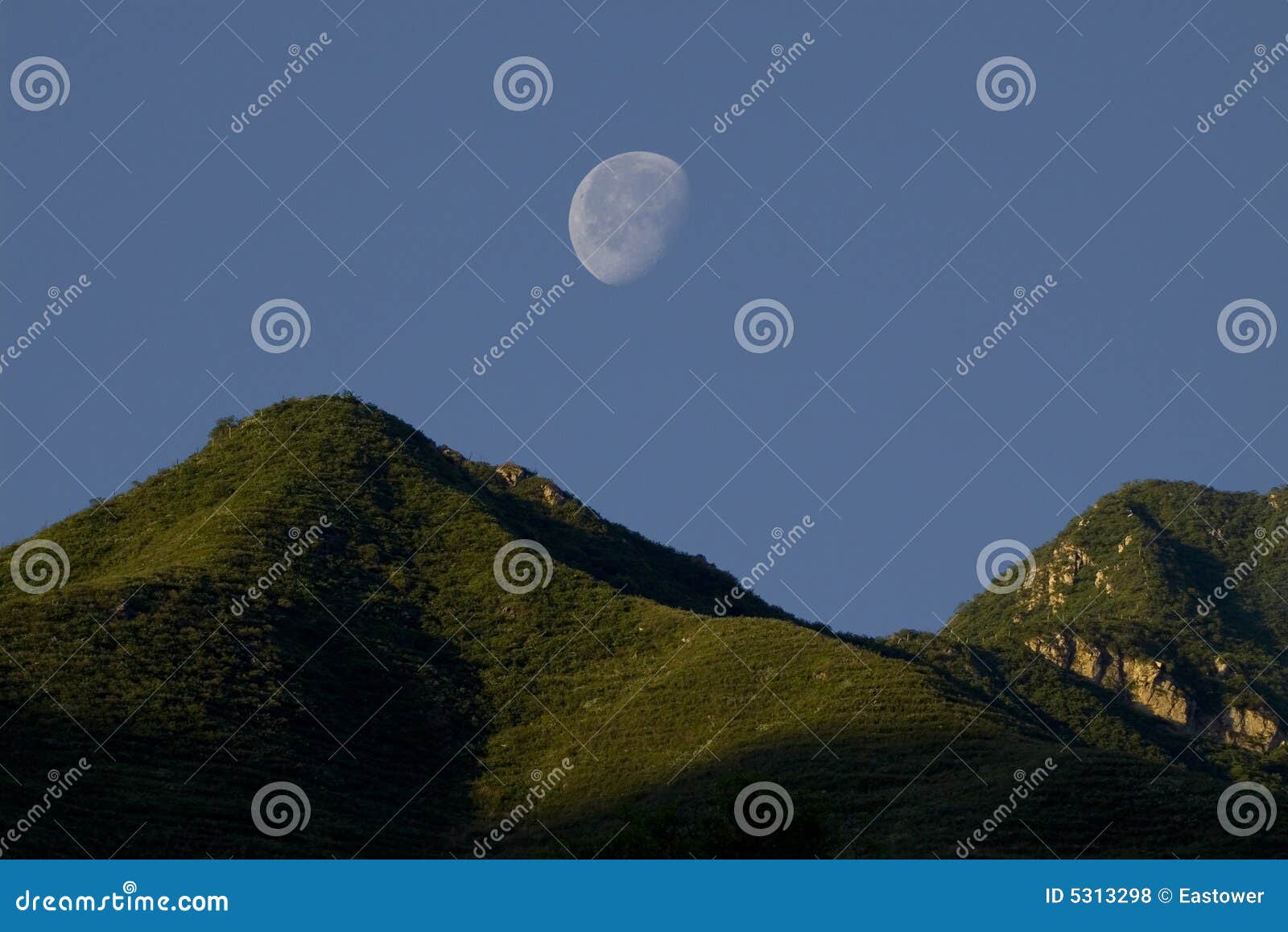 Moon and Mountain stock photo. Image of peaceful, blue - 5313298
