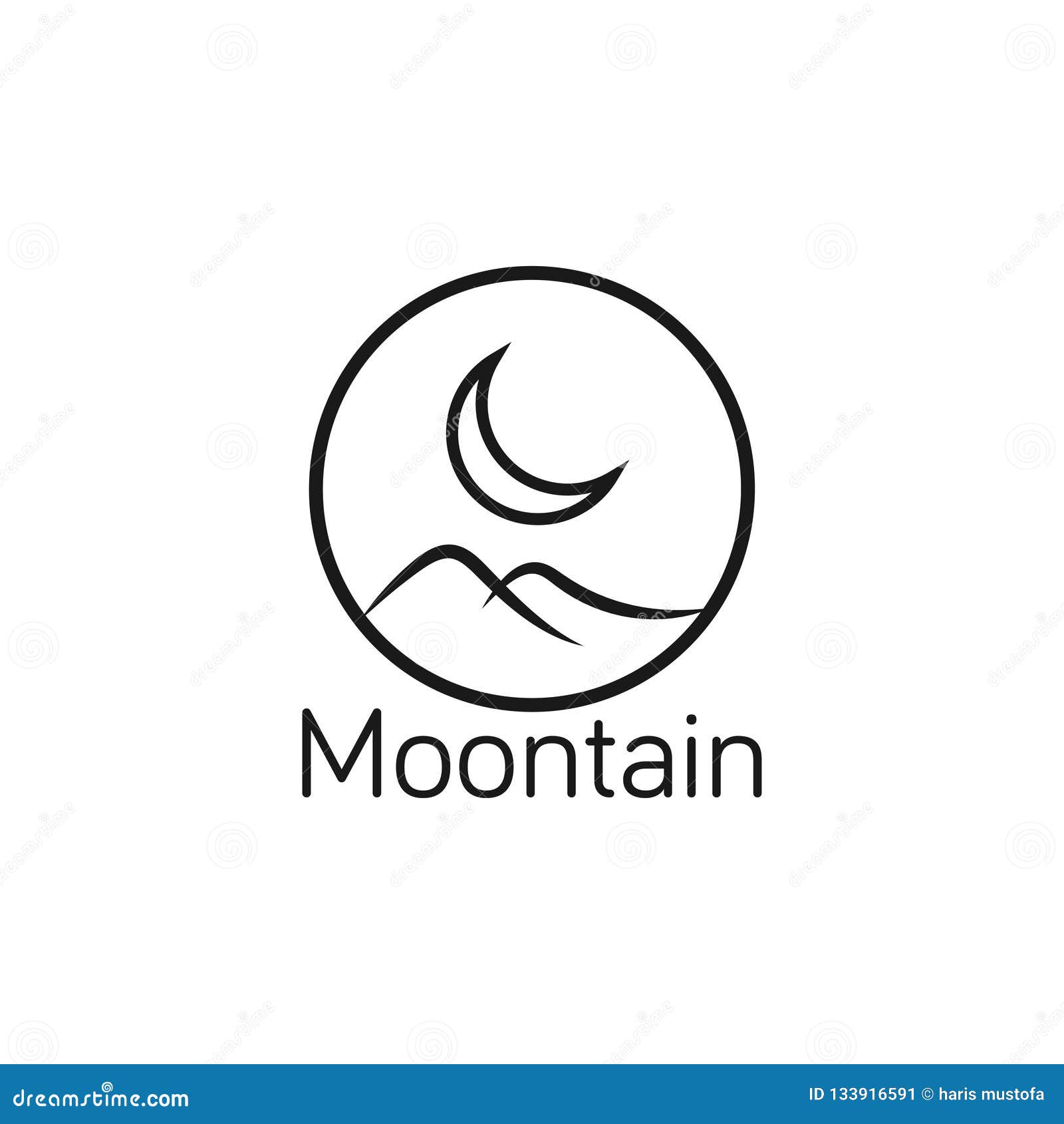 Moon and Mountain Logo Design Template Vector Illustration Stock Vector ...