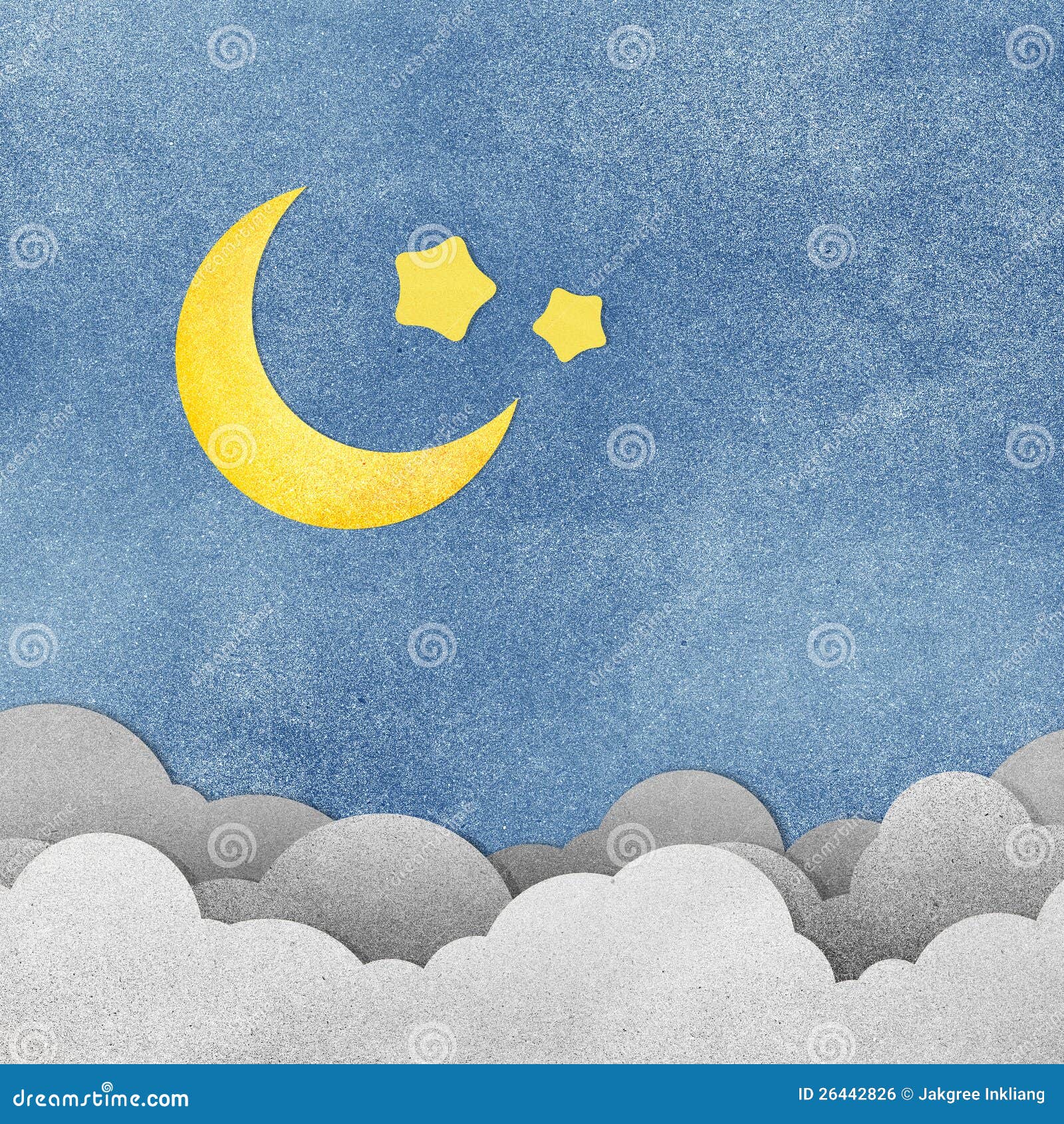 Texture With Moon Symbol In Circle, Fanciful Background, Colored Blue ...