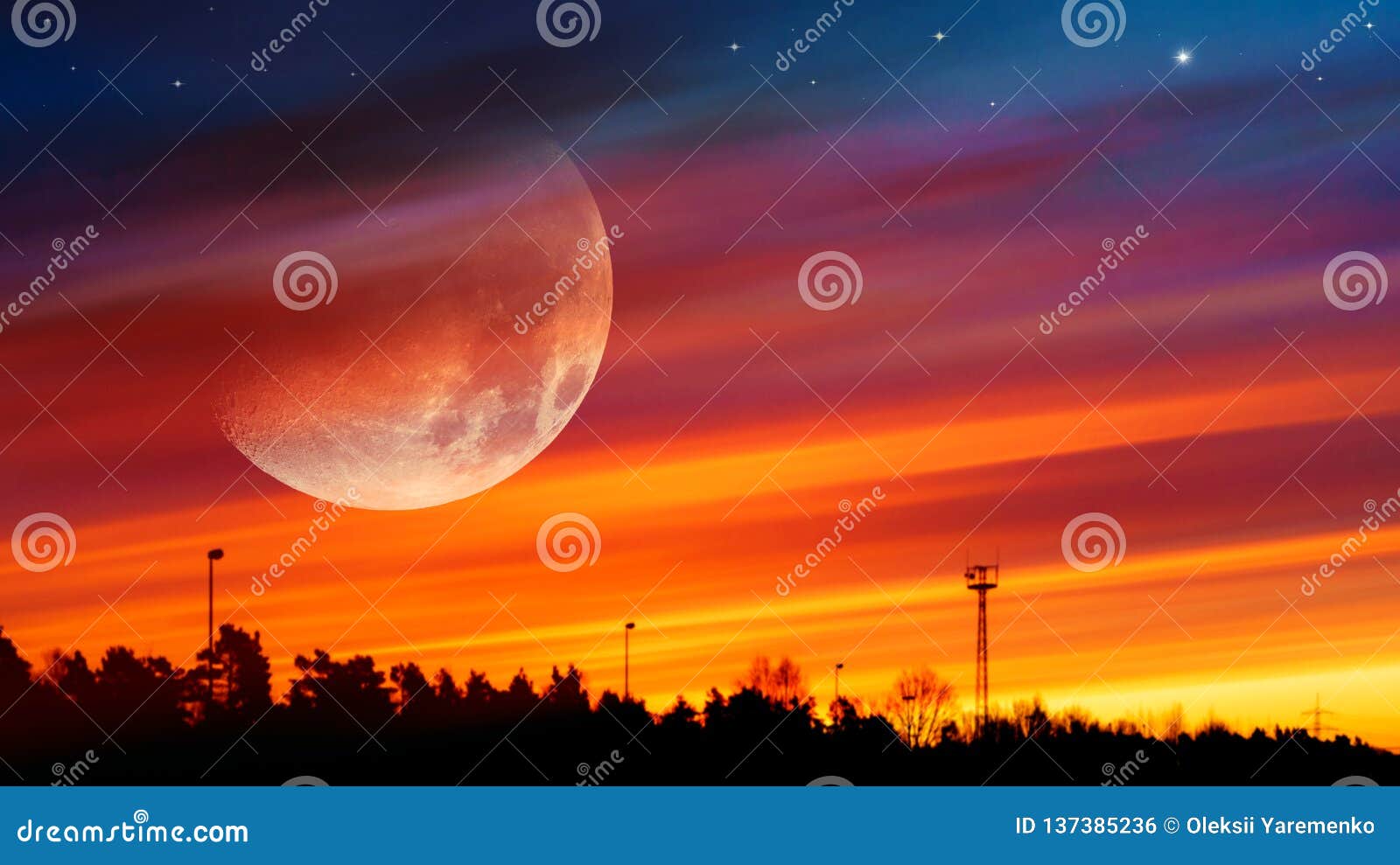 Moon Night . Bright Beautiful Clouds and Moon Stock Photo - Image of ...