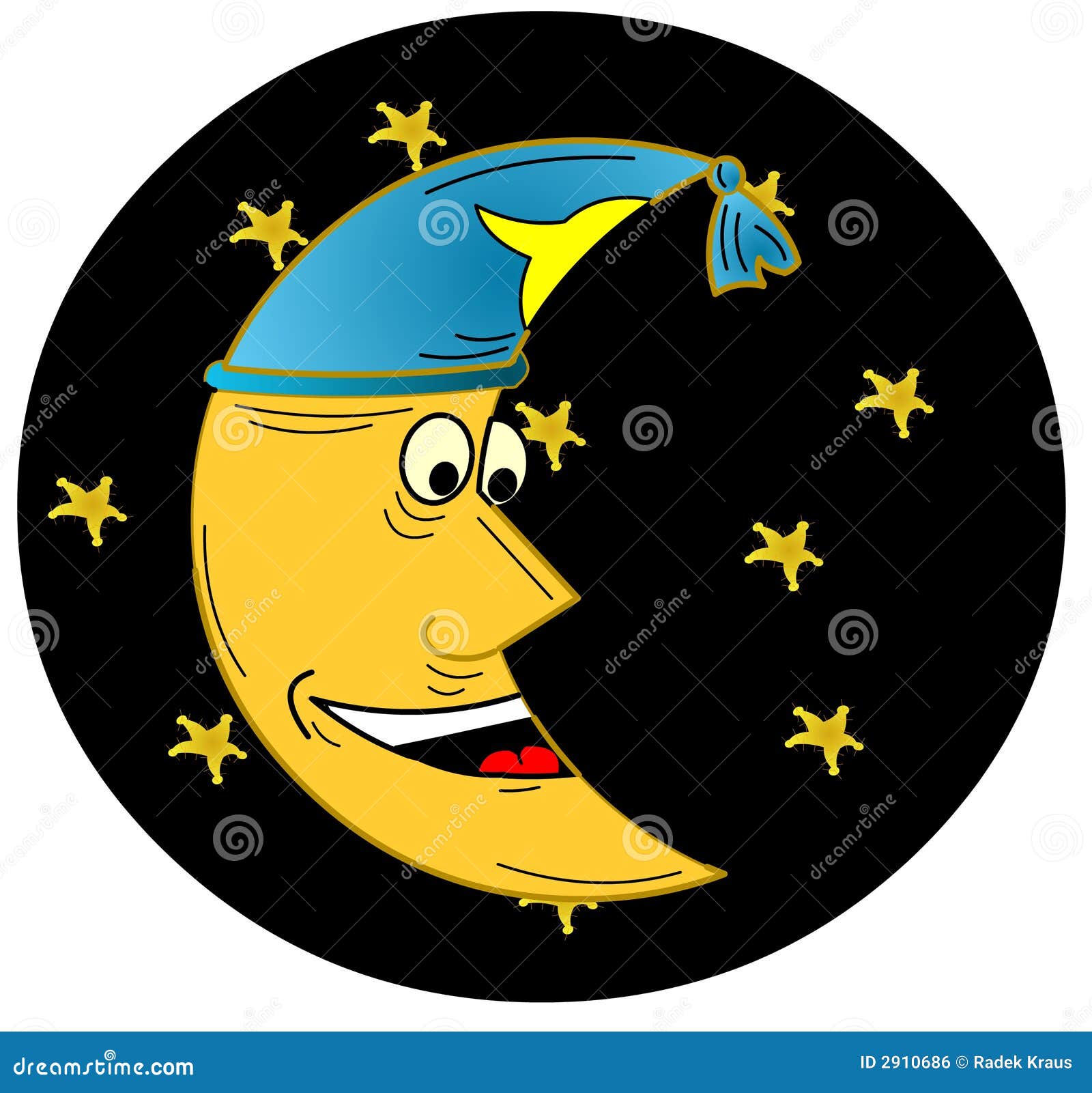 Moon with night cap stock illustration. Illustration of stars - 2910686
