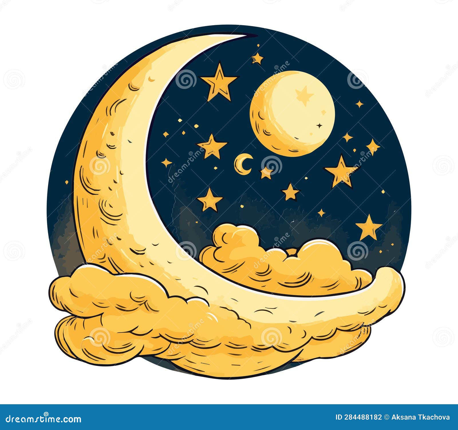Moon in the Night, Cartoon Moon Stock Vector - Illustration of nature ...