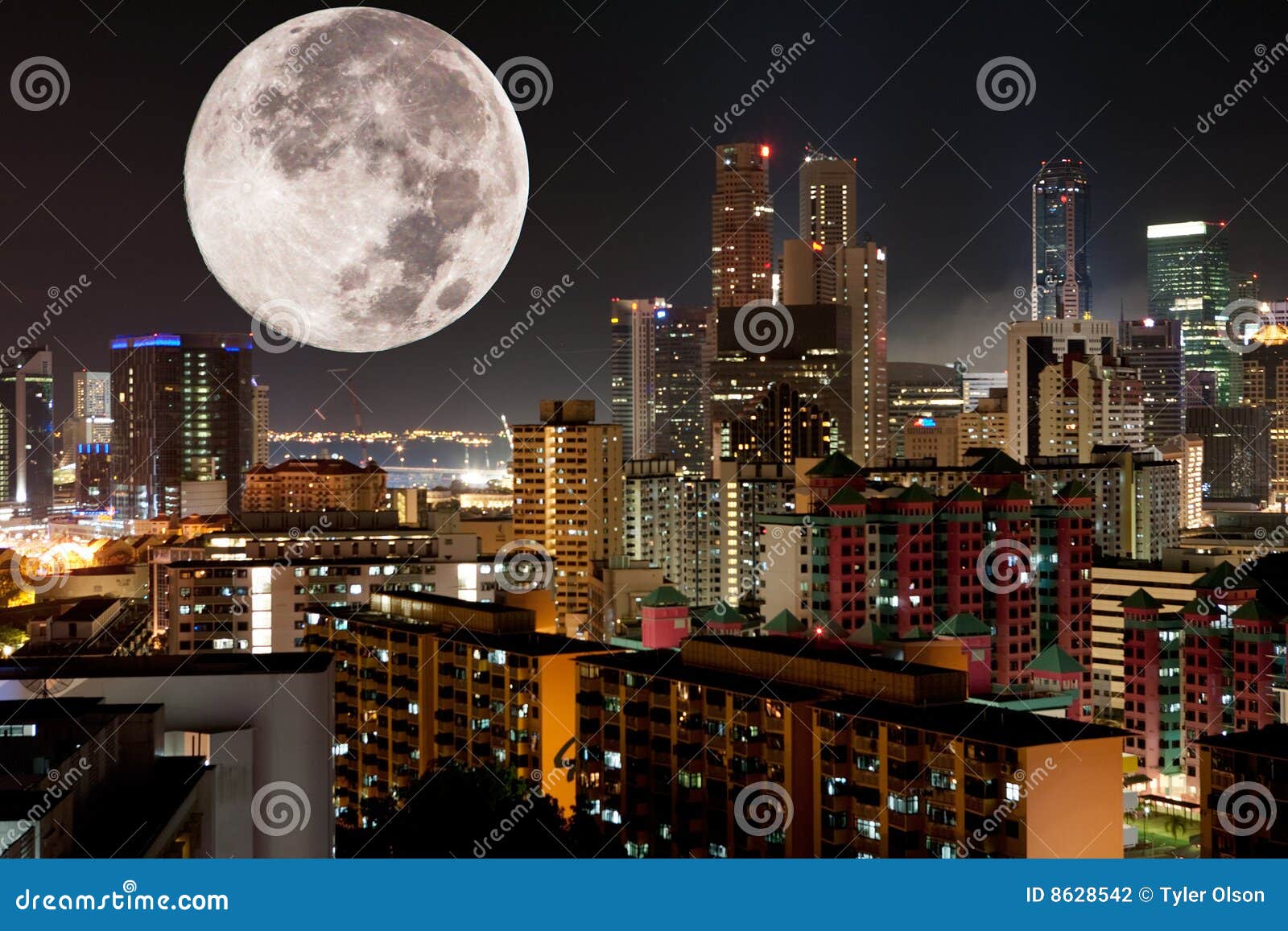 Moon Night City stock photo. Image of building, lunar - 8628542
