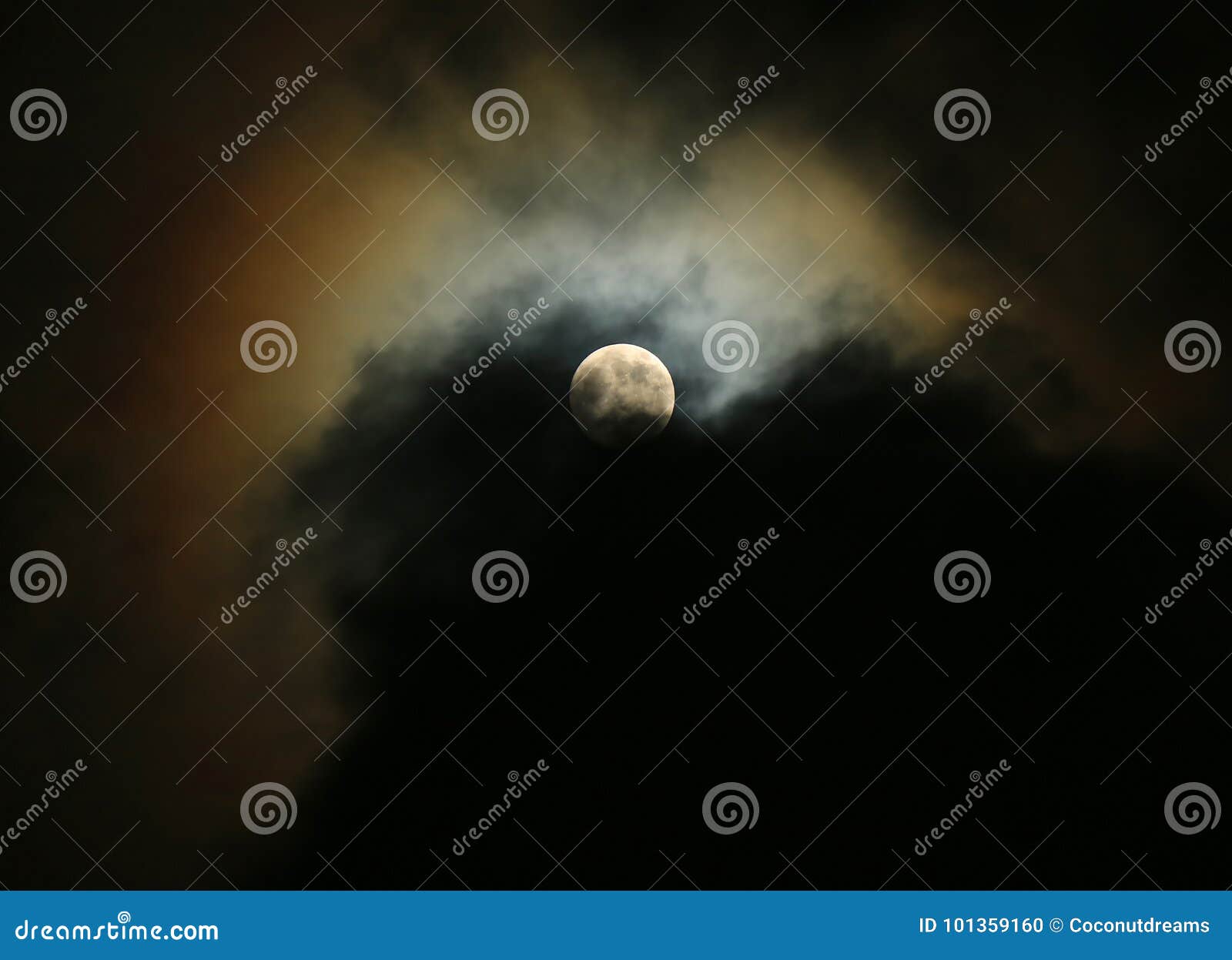 Moon on Night Cloudy Sky with Moonlight Reflecting on the Cloud Stock ...