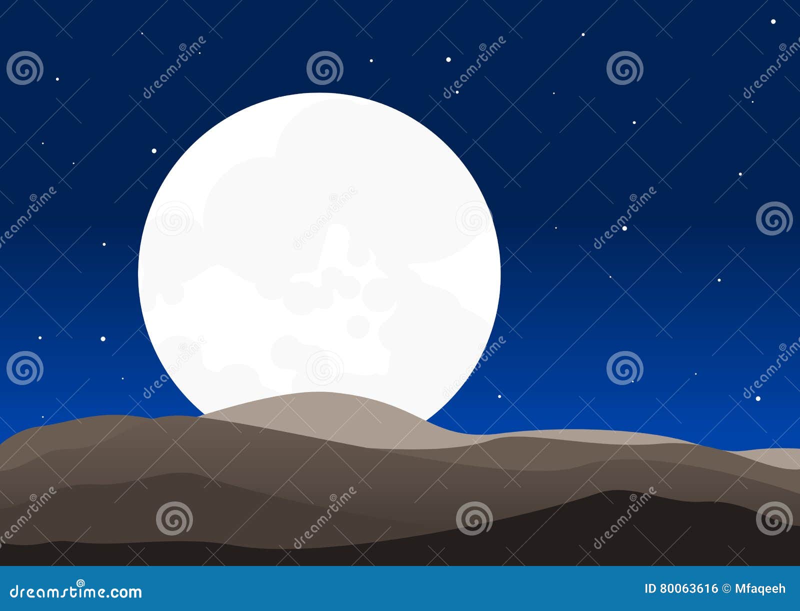 Moon in the Night Vector Illustration Stock Vector - Illustration of ...