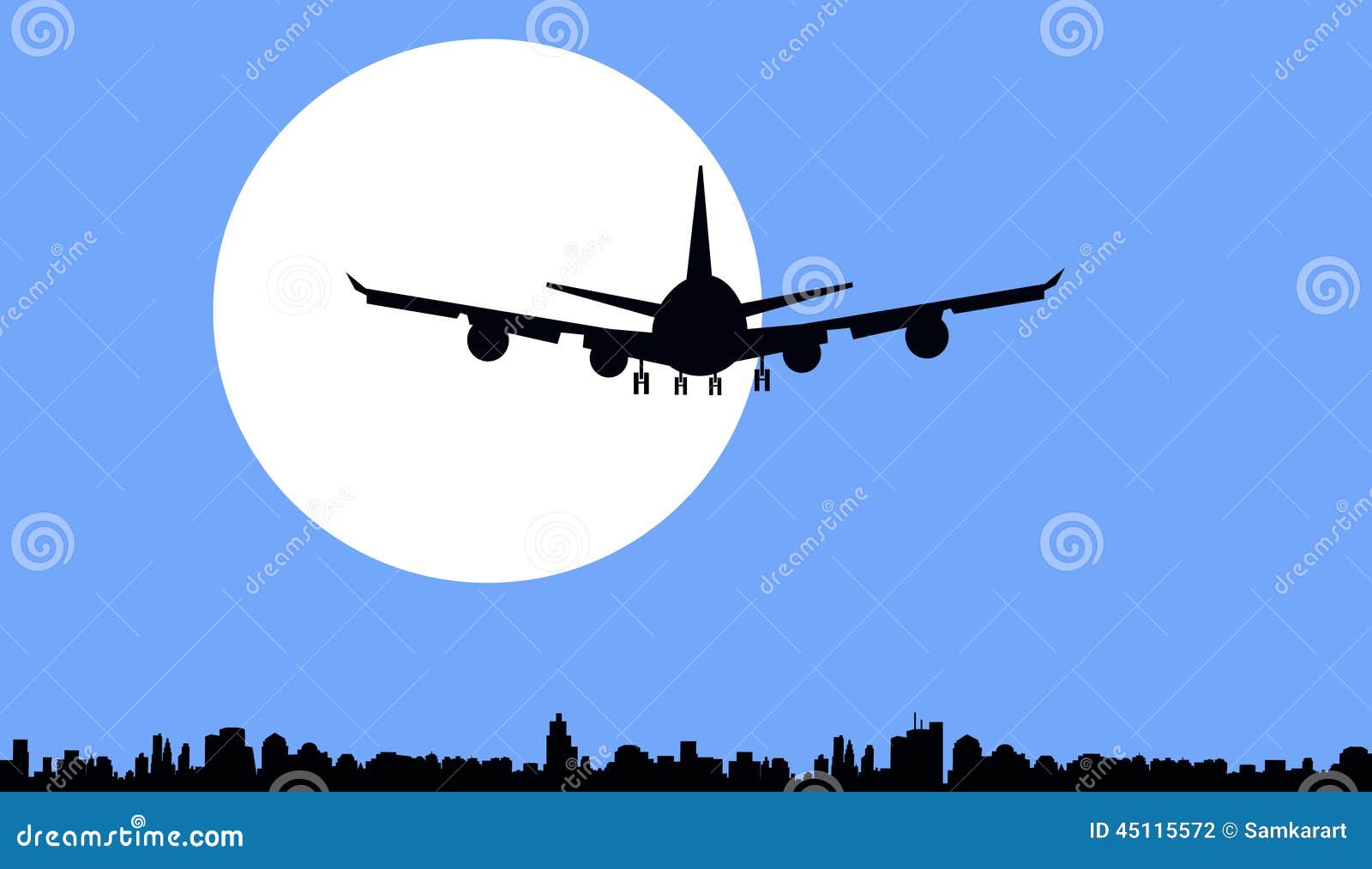 Moon & Night Flight-Vector Stock Vector - Illustration of cityscape ...