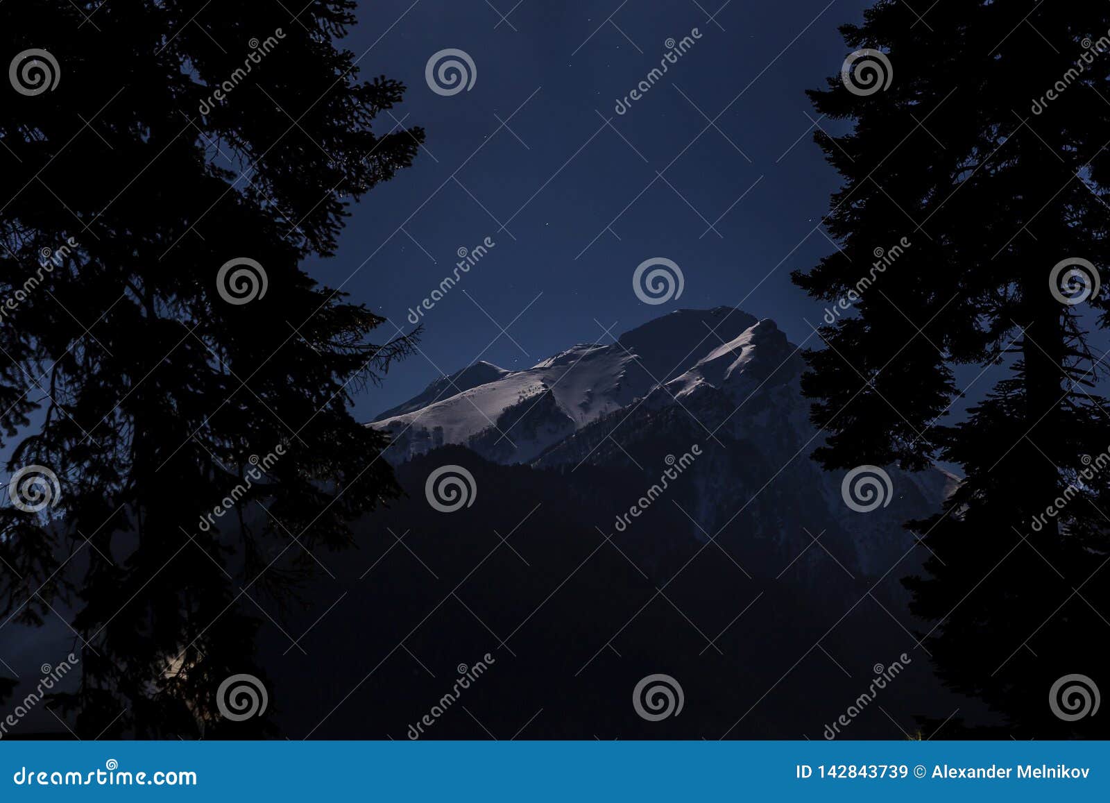 Moon Night in the Mountains Stock Image - Image of mountains, black ...