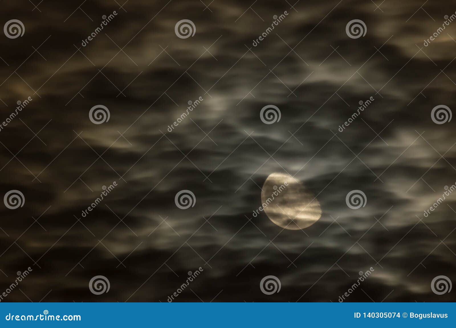 The Moon in the Night, Overcast Sky. Stock Photo - Image of cloudy ...