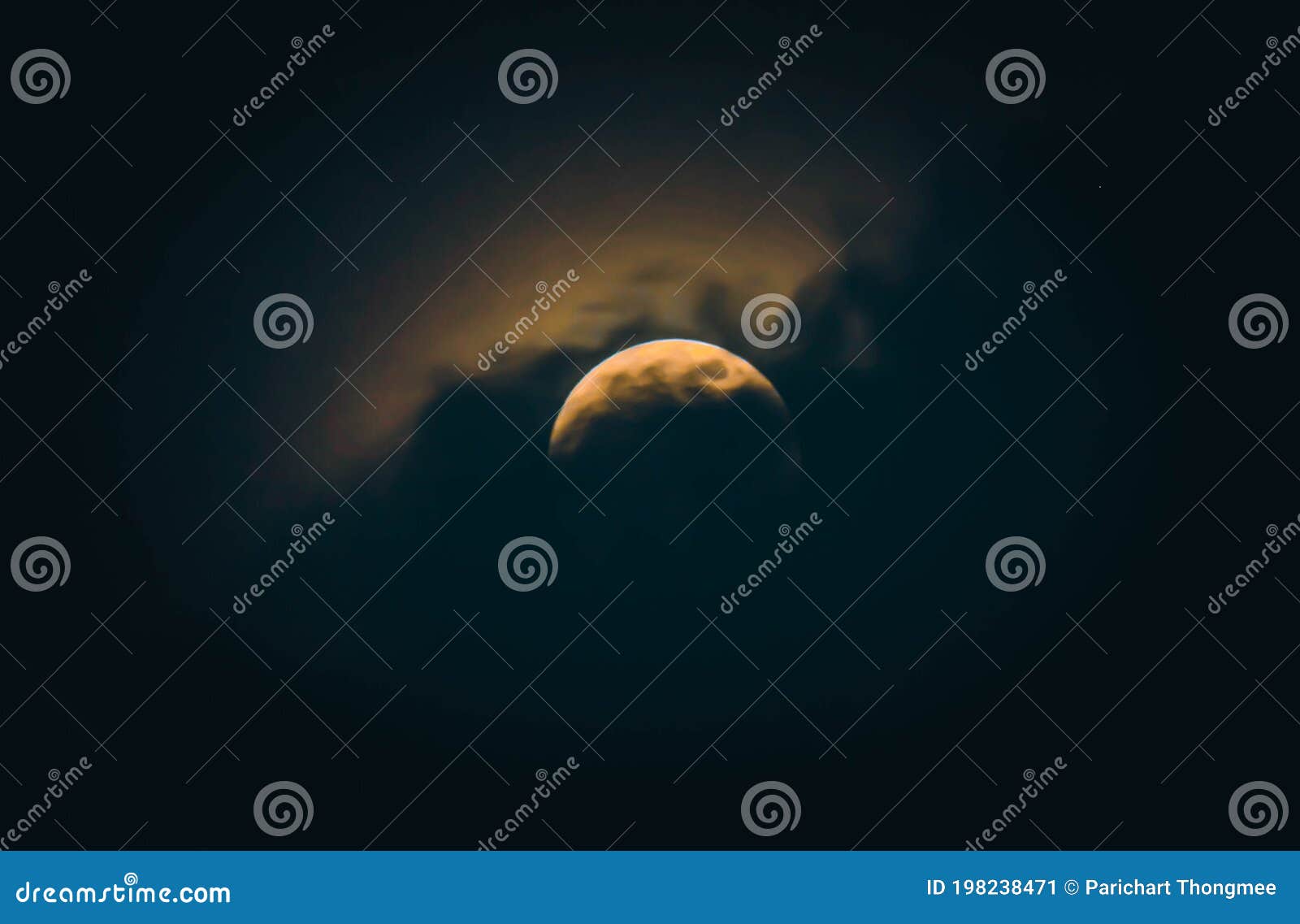 Moon at Night Partially Covered by the Cloud. Full Moon with Clouds ...