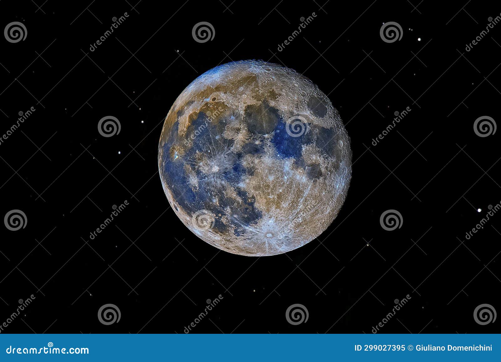 The Moon in the Night Sky Close-up. 3D Rendering Stock Illustration ...